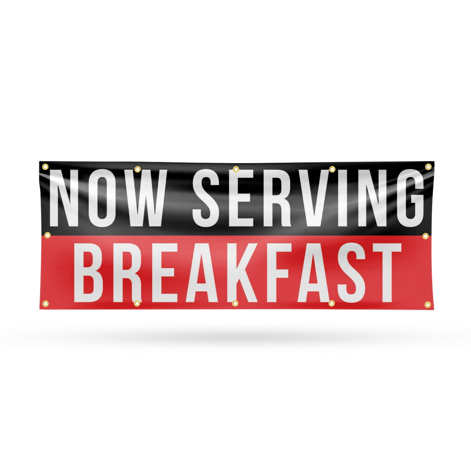 Now Serving Breakfast Banner Sign 48 Inch x 120 Inch | 13 oz Vinyl with ...