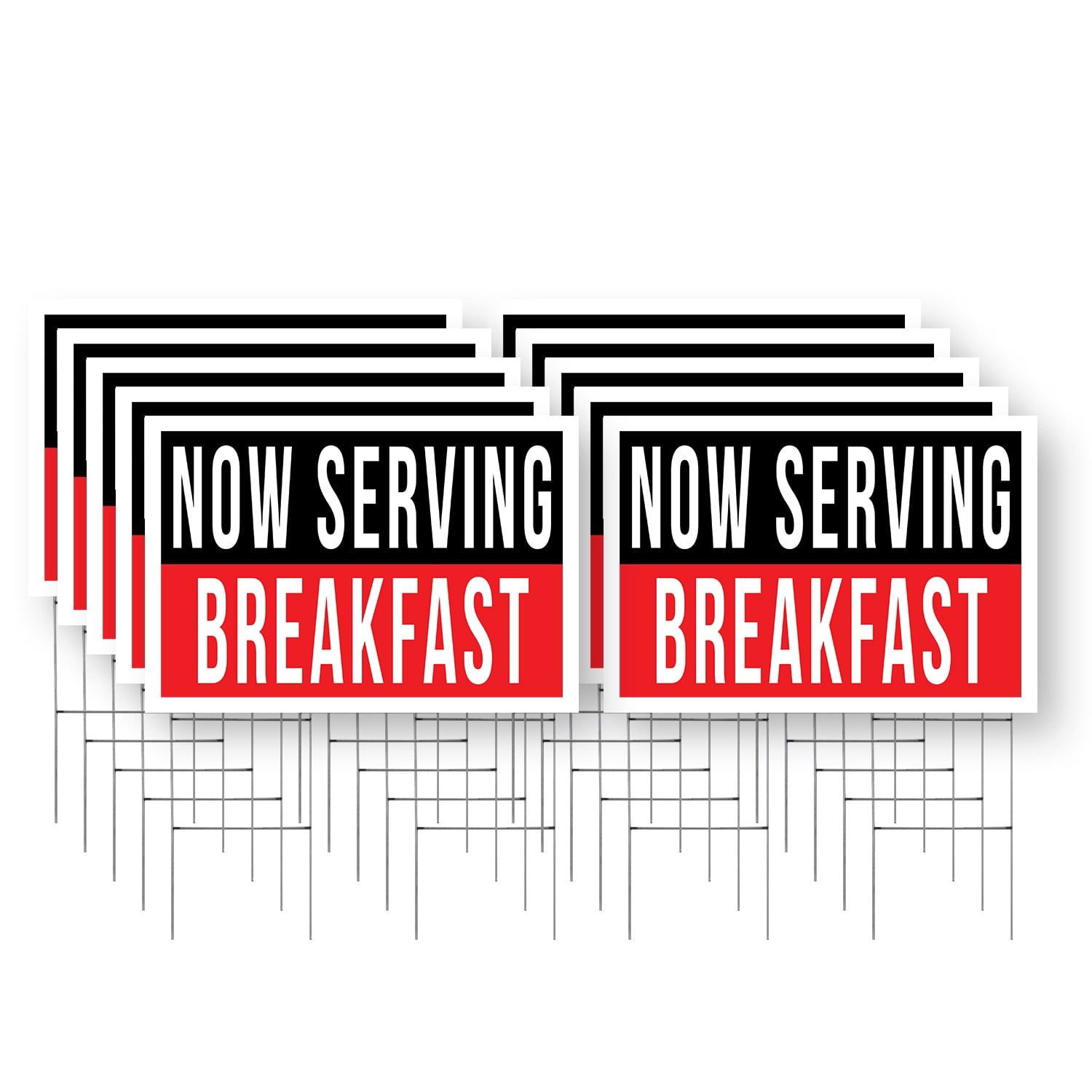 Now Serving Breakfast Yard Sign 10 Pack of 24 Inch x 36 Inch Double ...
