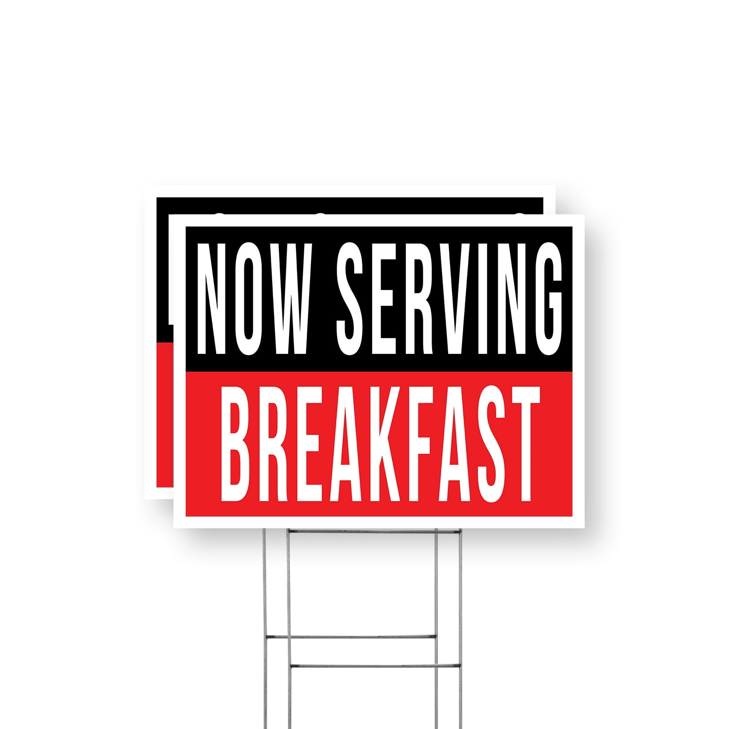 Now Serving Breakfast Yard Sign 2 Pack of 18 Inch x 24 Inch Single ...