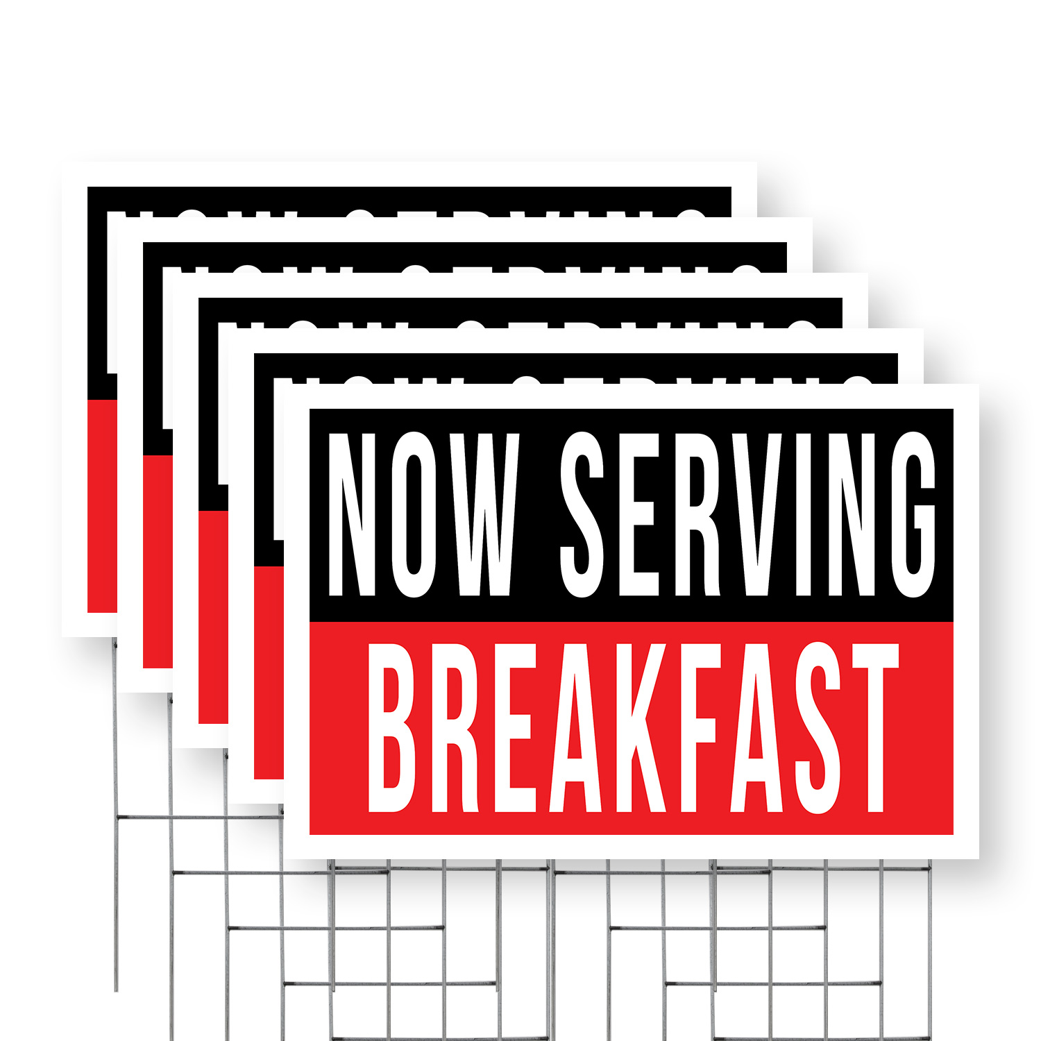 Now Serving Breakfast Yard Sign 5 Pack of 24 Inch x 36 Inch Double ...