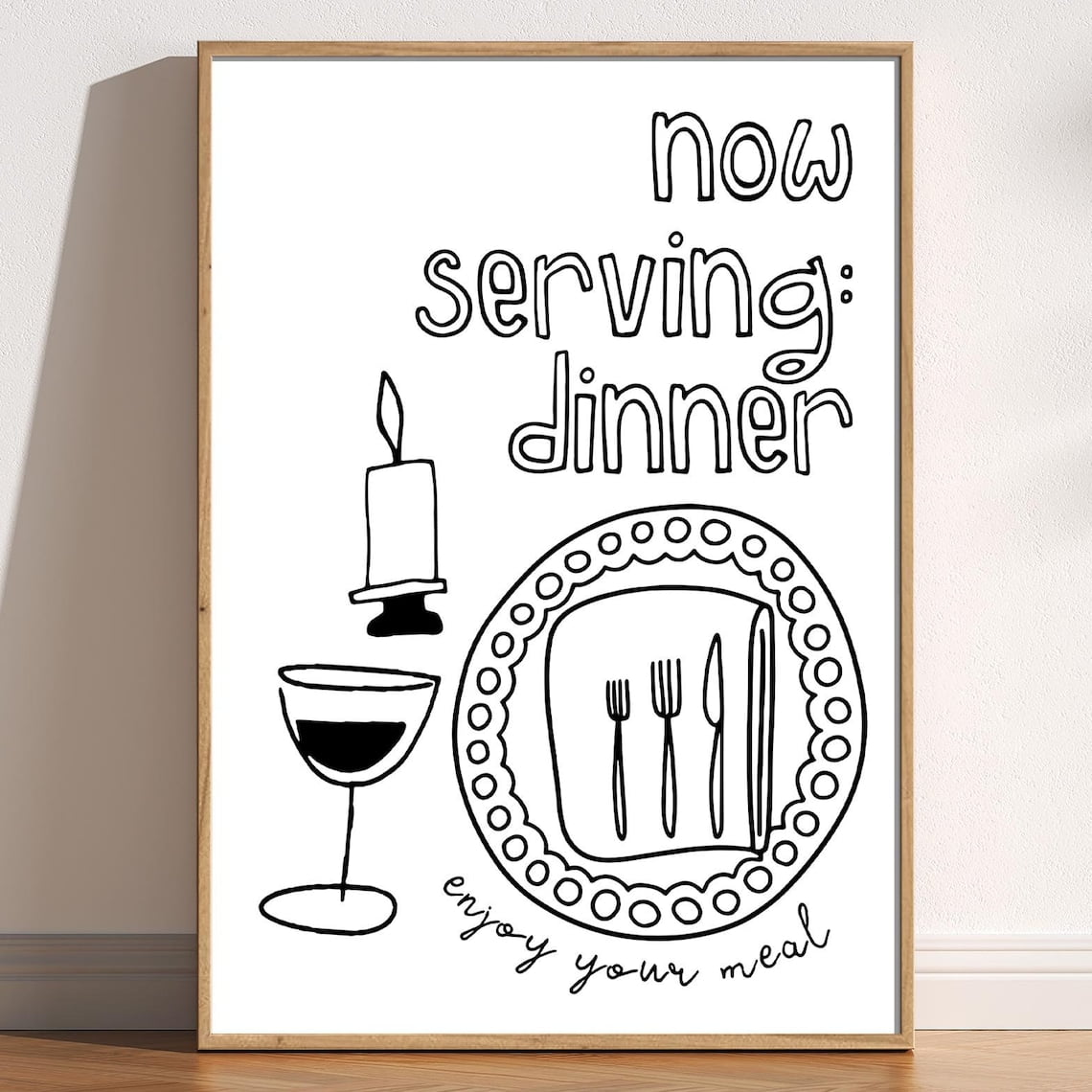 Now Serving Dinner Kitchen Print, Trendy Fun Retro Dinner Print, Dining ...