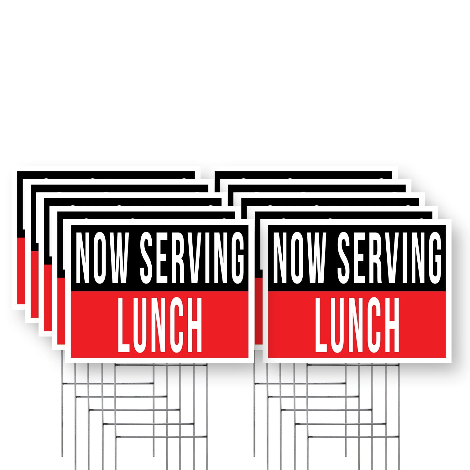 Now Serving Lunch Yard Sign 10 Pack of 12 Inch x 16 Inch Double Sided ...