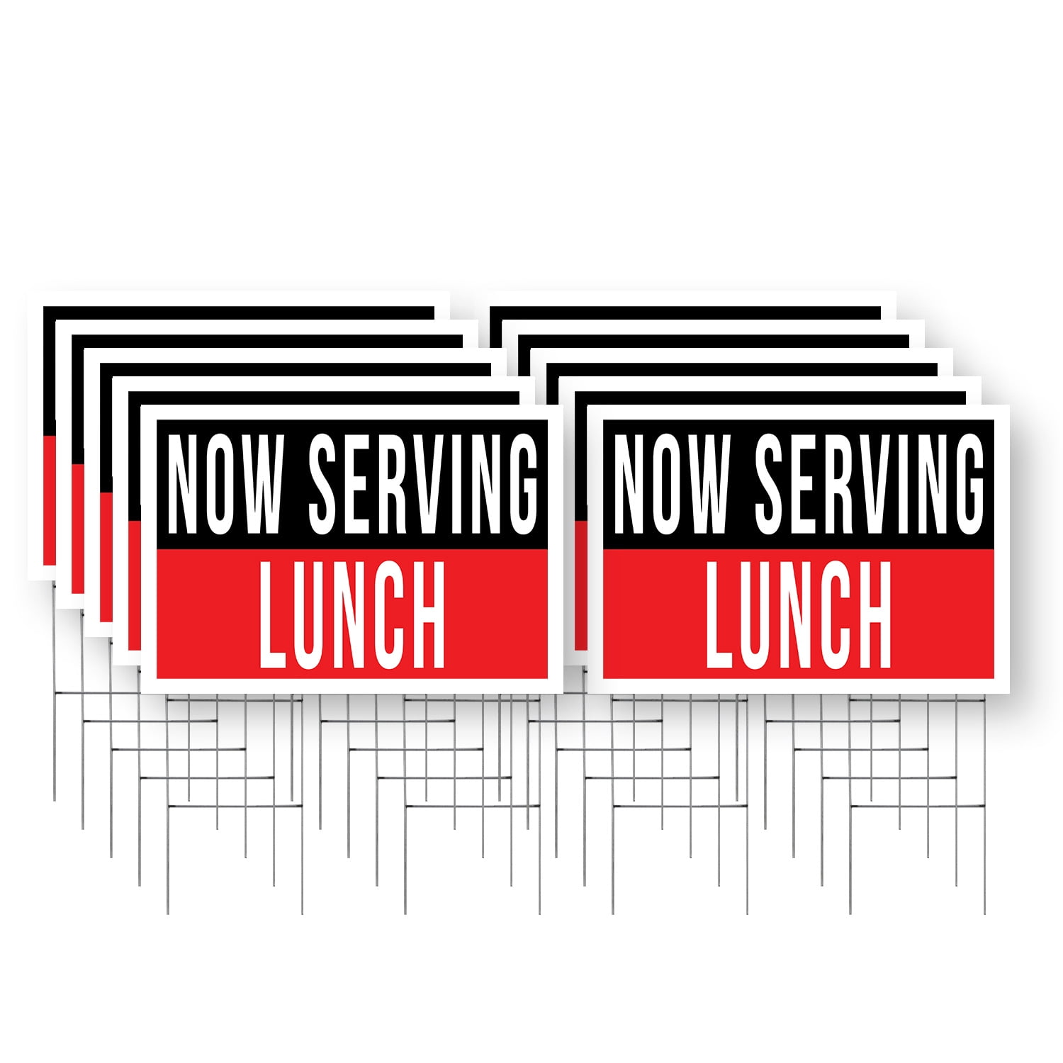 Now Serving Lunch Yard Sign 10 Pack of 24 Inch x 36 Inch Double Sided ...