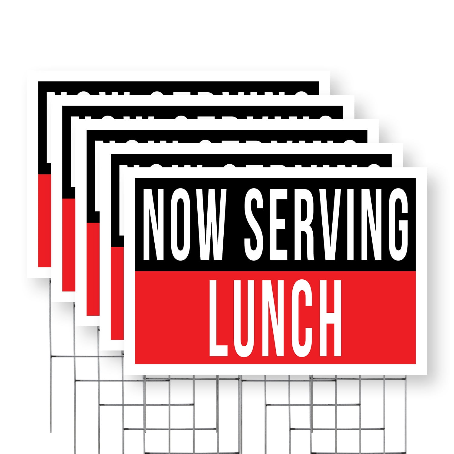 Now Serving Lunch Yard Sign 5 Pack of 24 Inch x 36 Inch Single Sided ...