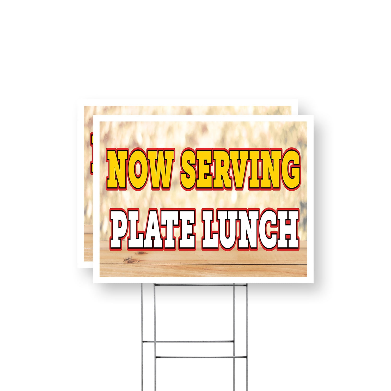 Now Serving Plate Lunch Yard Sign 2 Pack of 18 Inch x 24 Inch Double ...