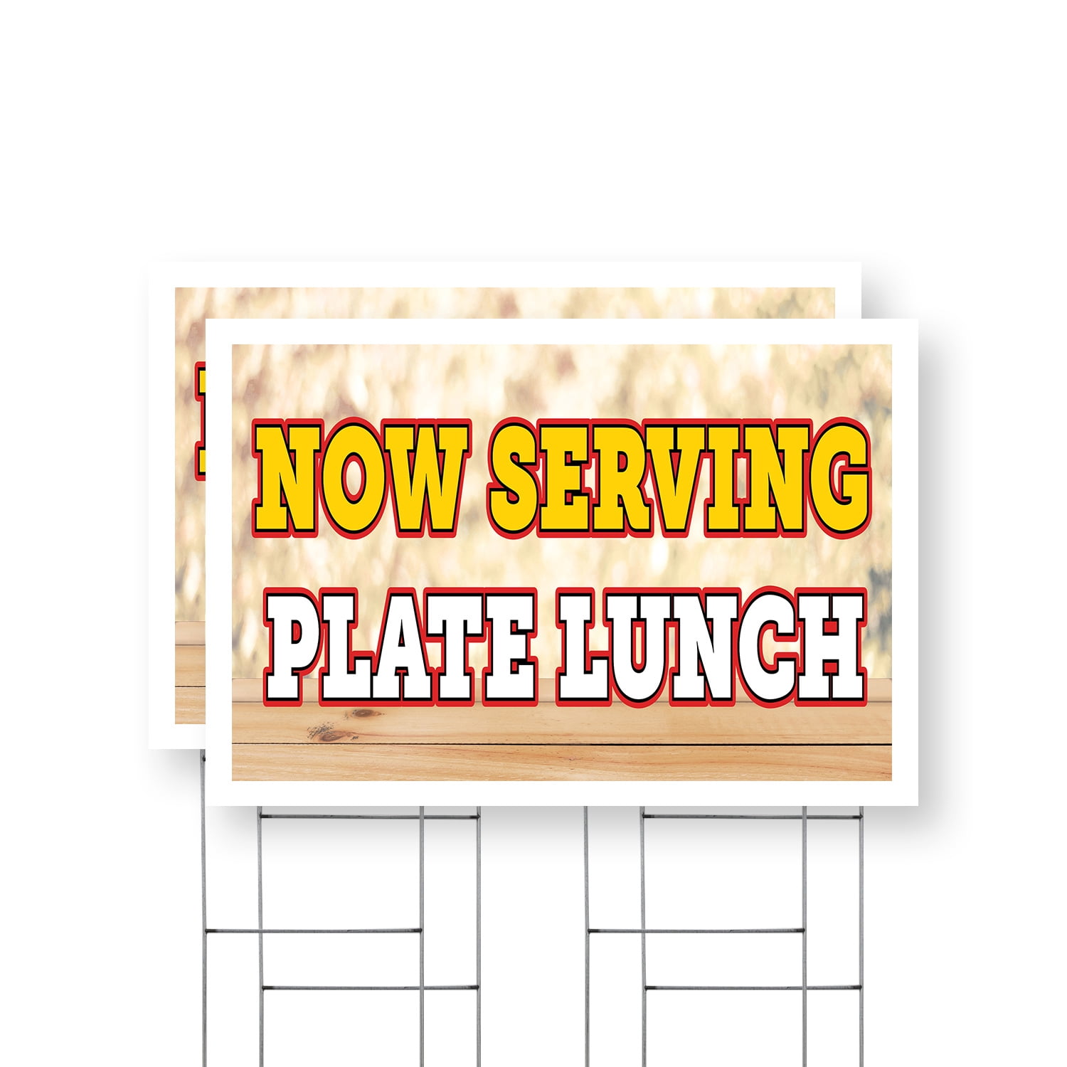 Now Serving Plate Lunch Yard Sign 2 Pack of 24 Inch x 36 Inch Single ...