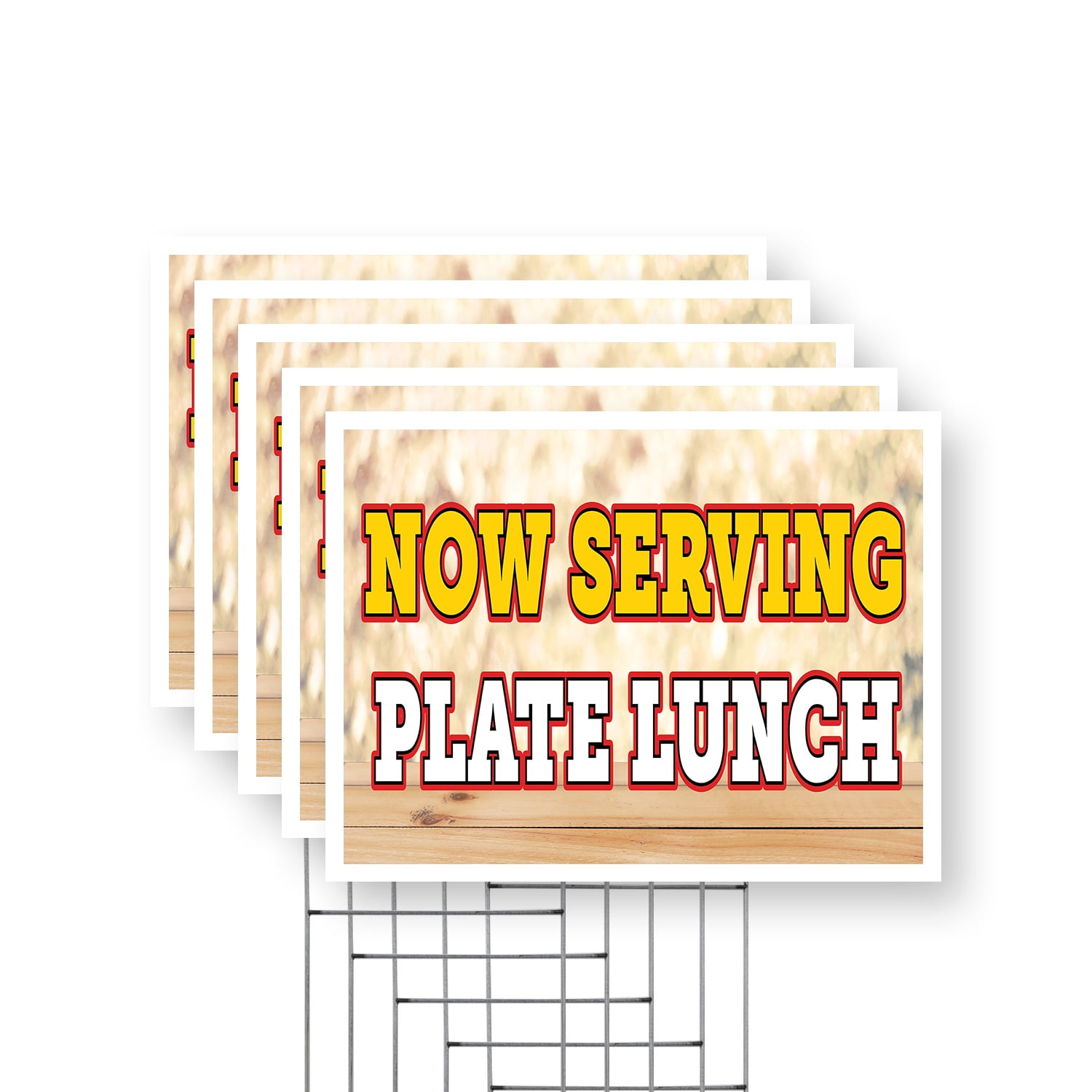 Now Serving Plate Lunch Yard Sign 5 Pack of 12 Inch x 16 Inch Single ...
