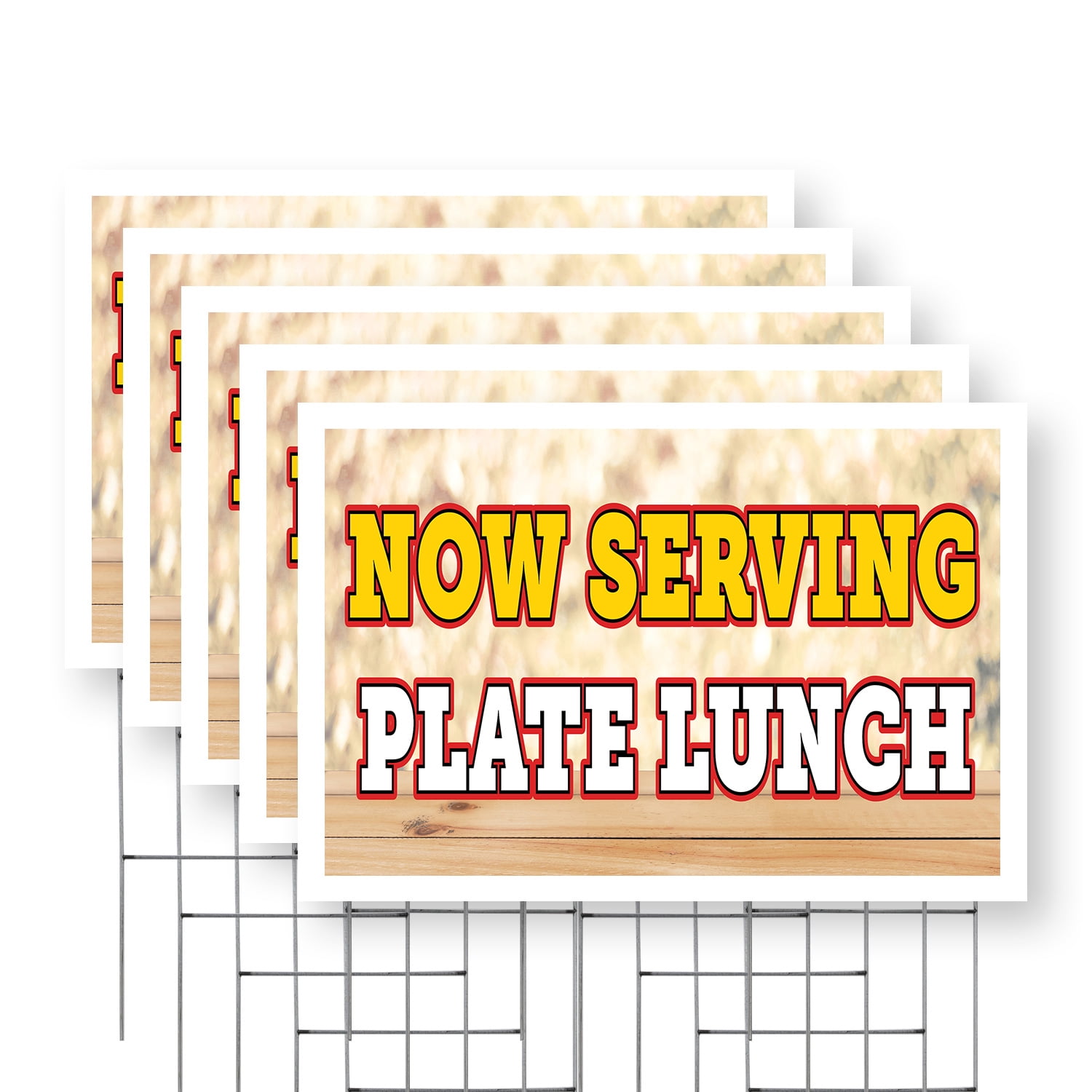 Now Serving Plate Lunch Yard Sign 5 Pack of 24 Inch x 36 Inch Single ...