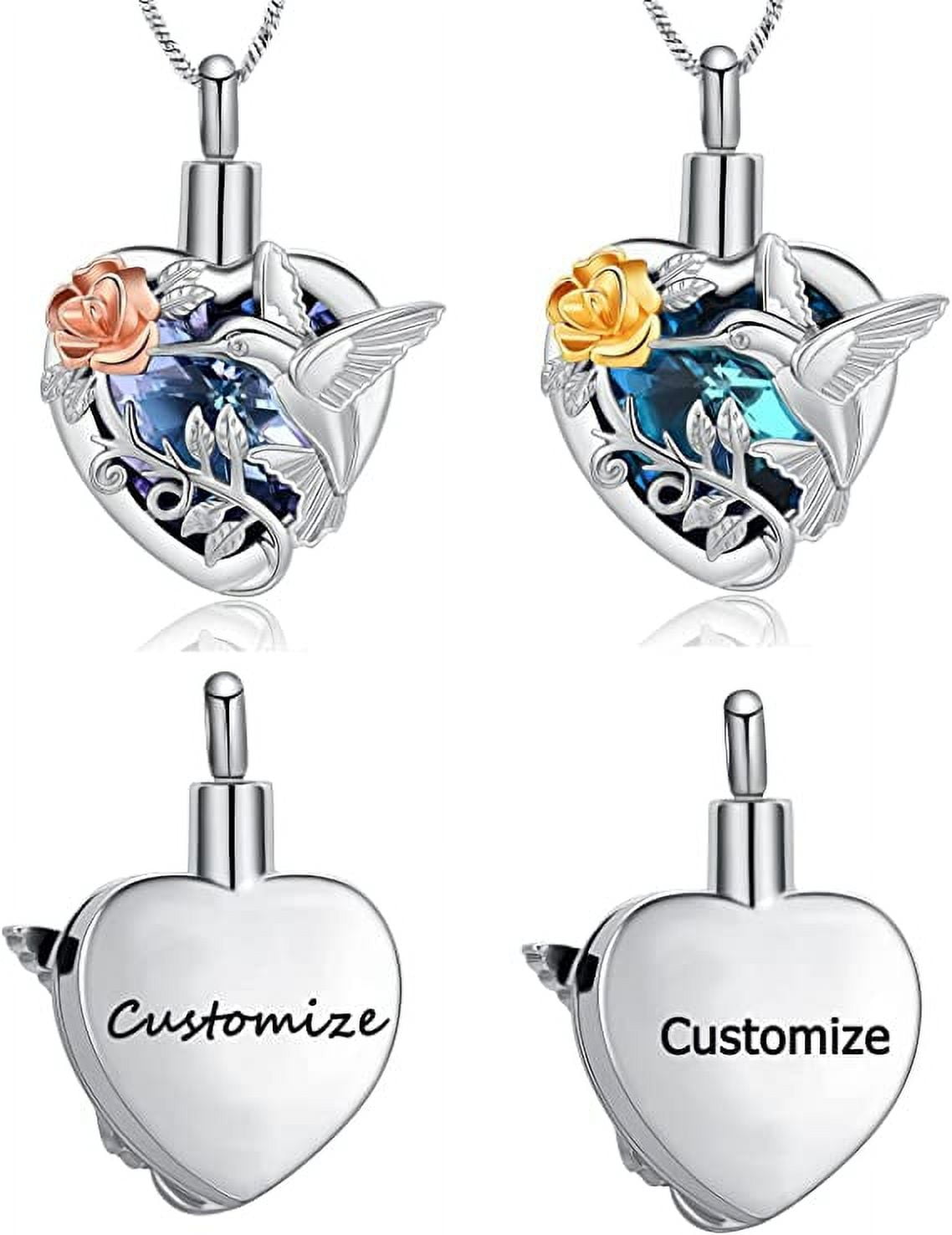 Now She Flies with Hummingbirds Urn Necklace for Ashes Crystal Heart ...