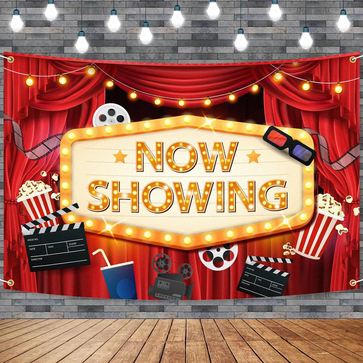 Now Showing Backdrop Banner Red Carpet Movie Night Theme Party ...