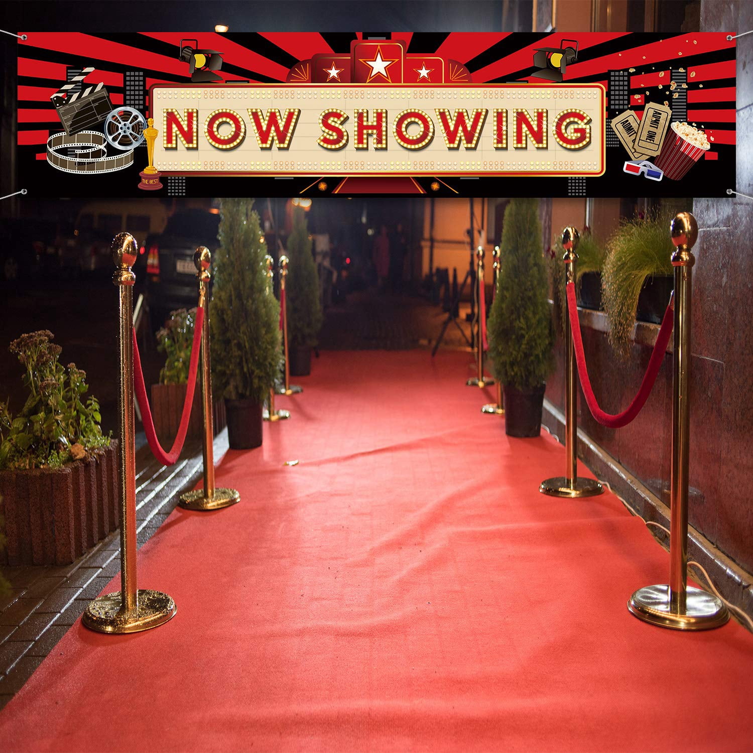 Now Showing Banner Movie Night Party Red Carpet Backdrop Party ...