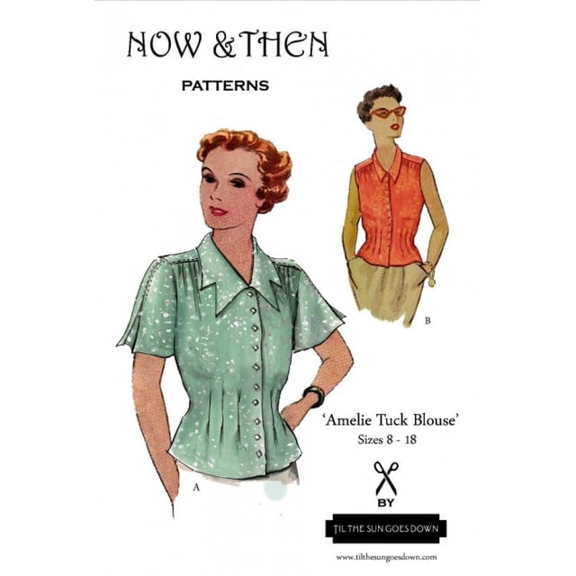 Now & Then Patterns Sewing Pattern The Amelie Tuck Blouse Women UK 8 to ...