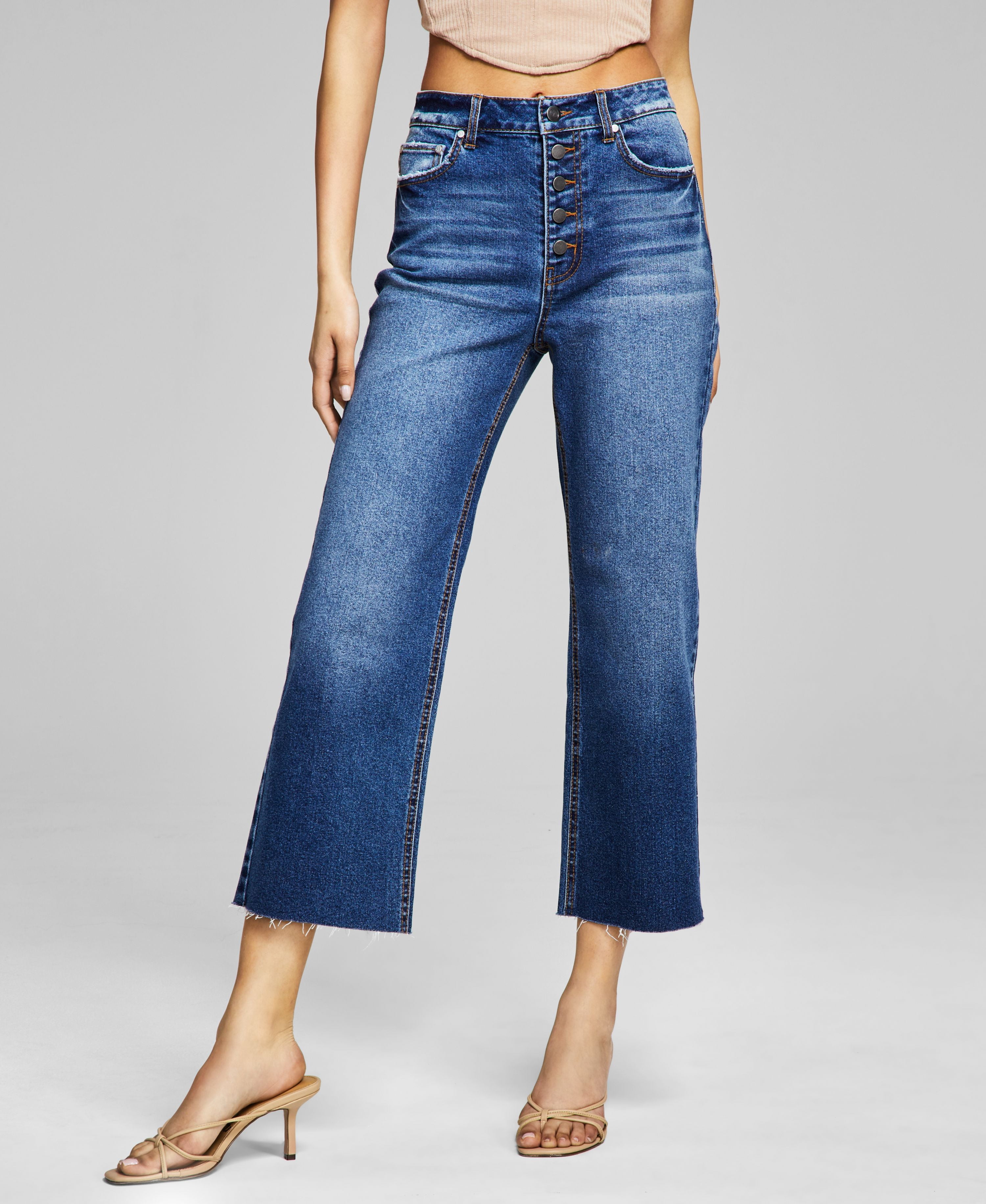 Now This Womens Cotton Ripped Cropped Wide Leg Jeans Carter 31 ...