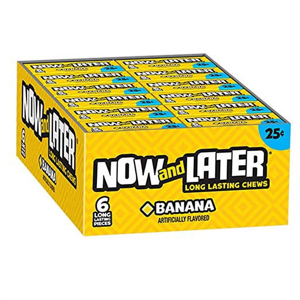 Now and Later Banana Chewy Candy Fruit Chews, Box of 24 Packs, 0.93oz ...