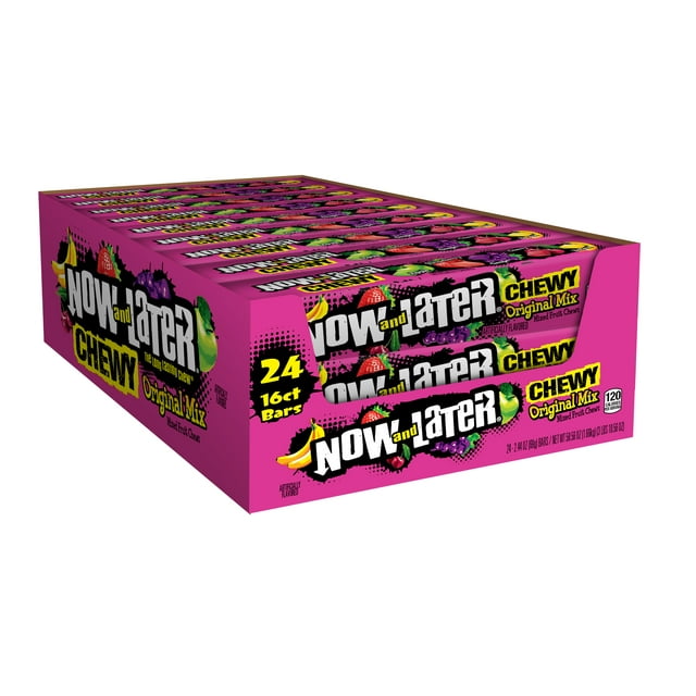 Now and Later, Chewy Mix, Assorted Flavor Standard Bar, 2.44oz (Box of ...