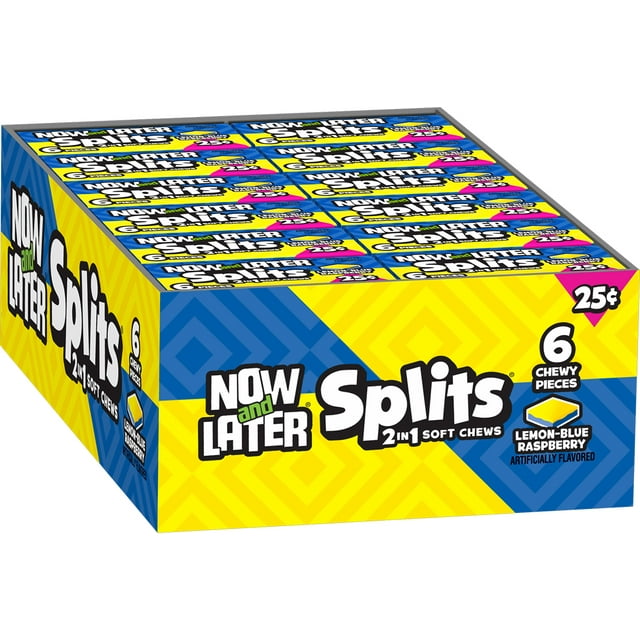 Now and Later, Lemon/Blue Raspberry Chewy Candy, 0.93oz (Box of 24 ...
