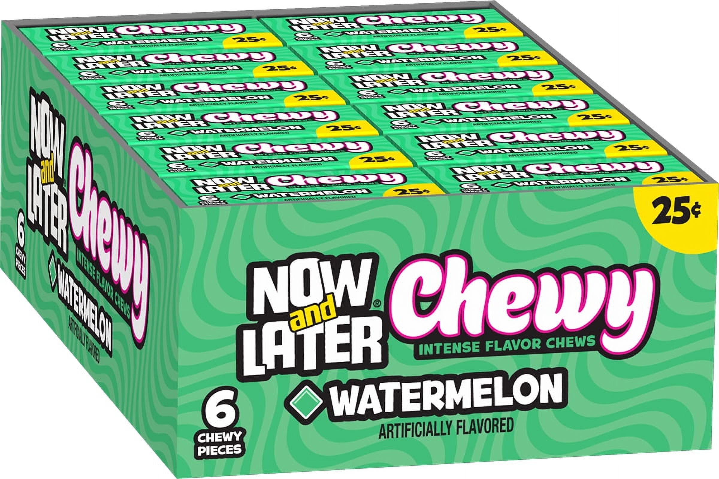 Now and Later, Fruit Chew, Watermelon Taffy Candy, 0.93oz, Box of 24 ...