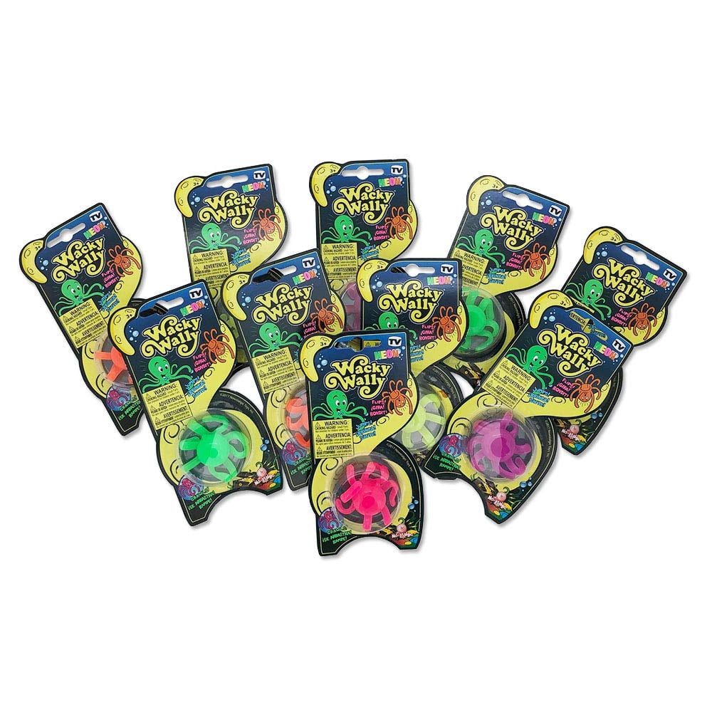 Nowstalgic Toys Wacky Wally Neon Wall Crawler - 10 Piece Party Pack ...