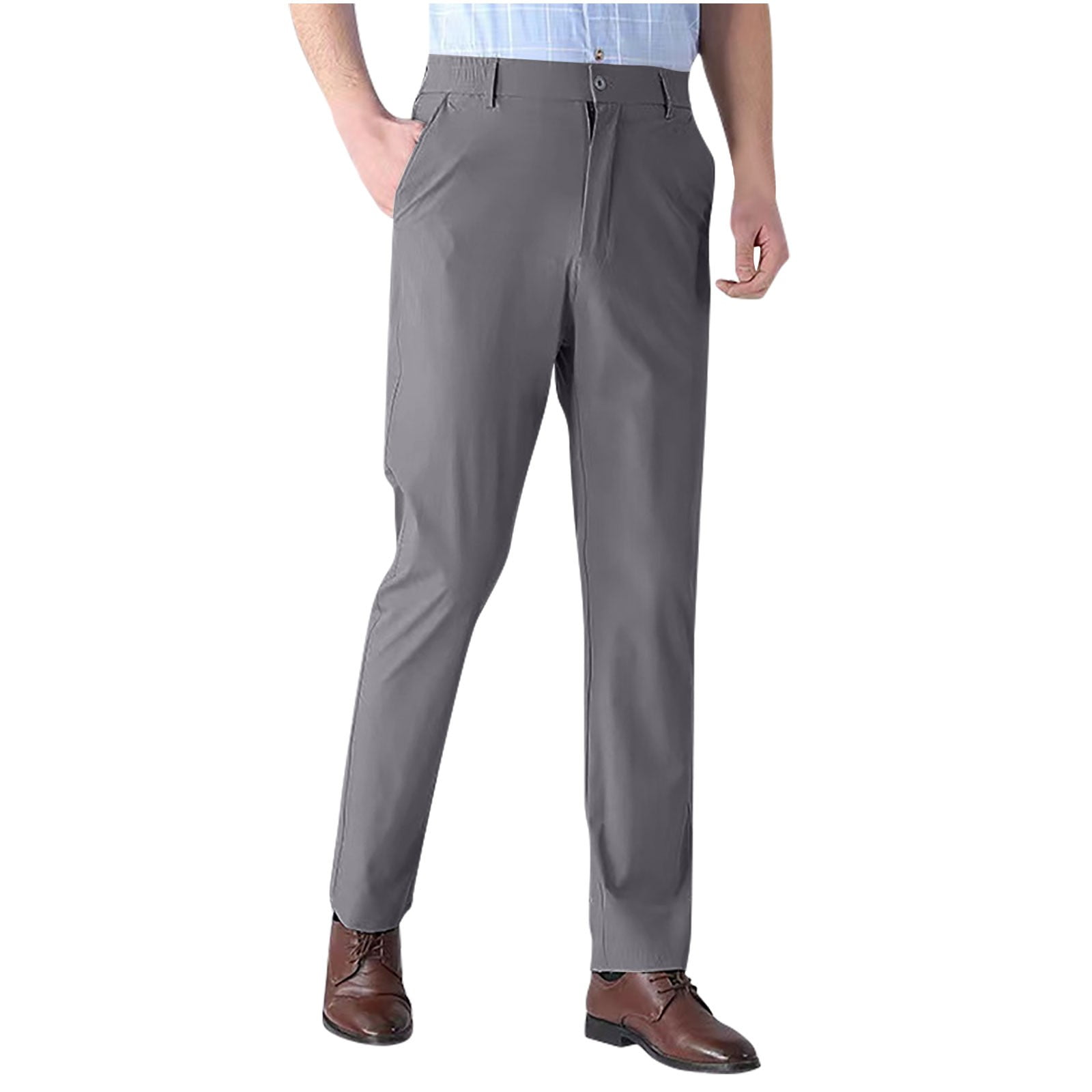 NoxwB Big and Tall Men's Formal Dress Pants Ice Silk Slim Fit Casual ...
