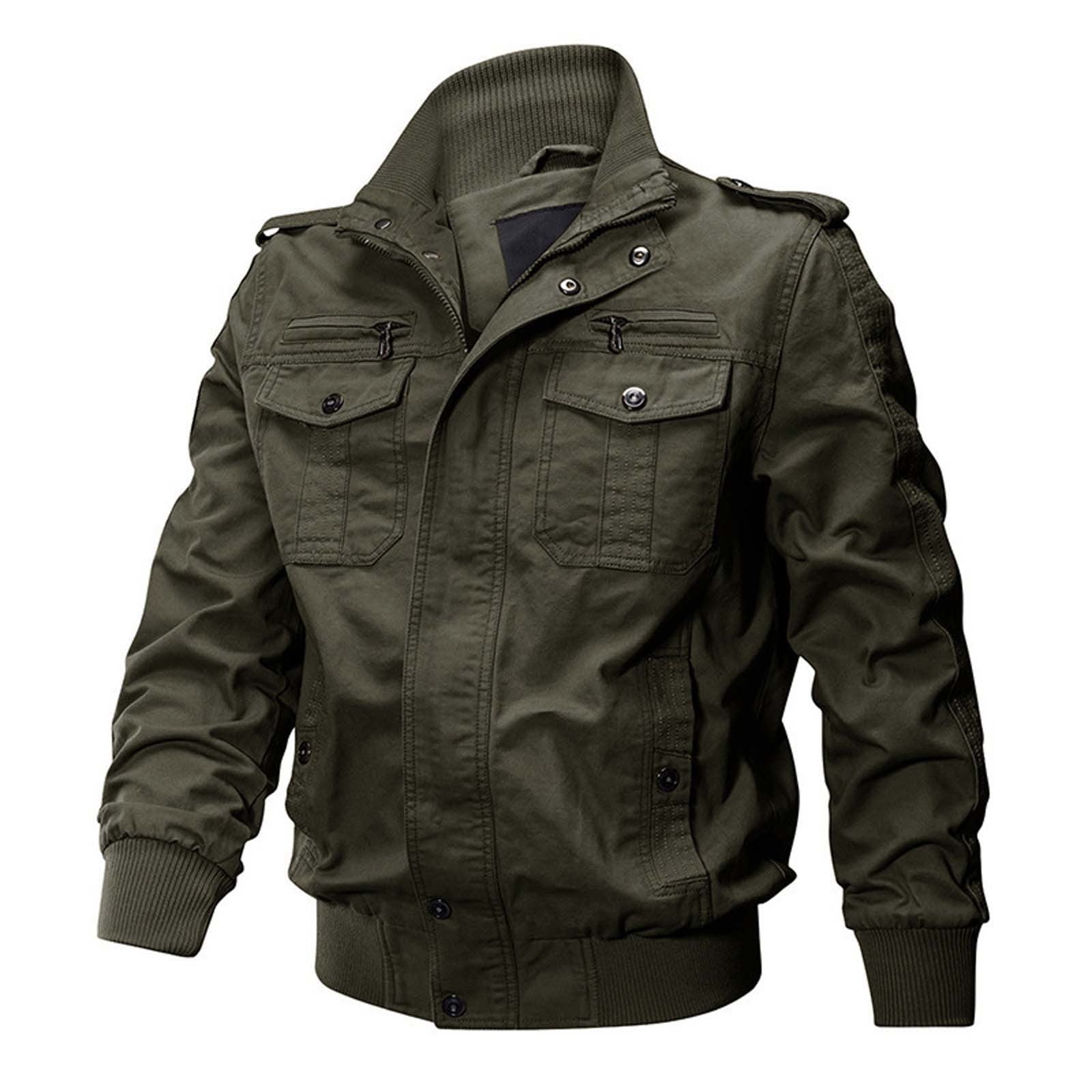 NoxwB (L-6XL)Men's Big and Tall Cotton Multi-Pocket Cargo Bomber Jacket ...