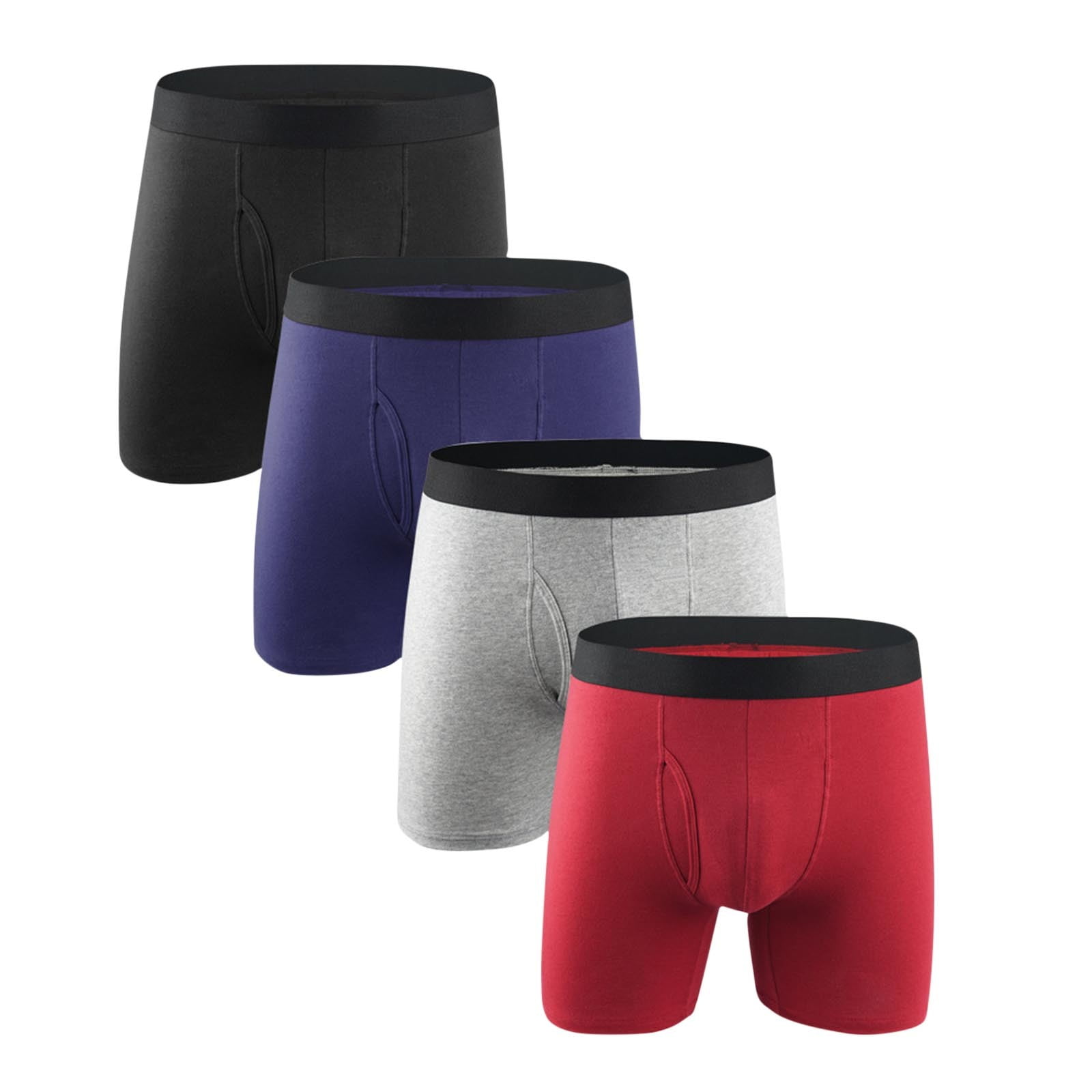 NoxwB Men's 4 PC Pure Cotton Extended Opening Boxers Soft Comfy ...