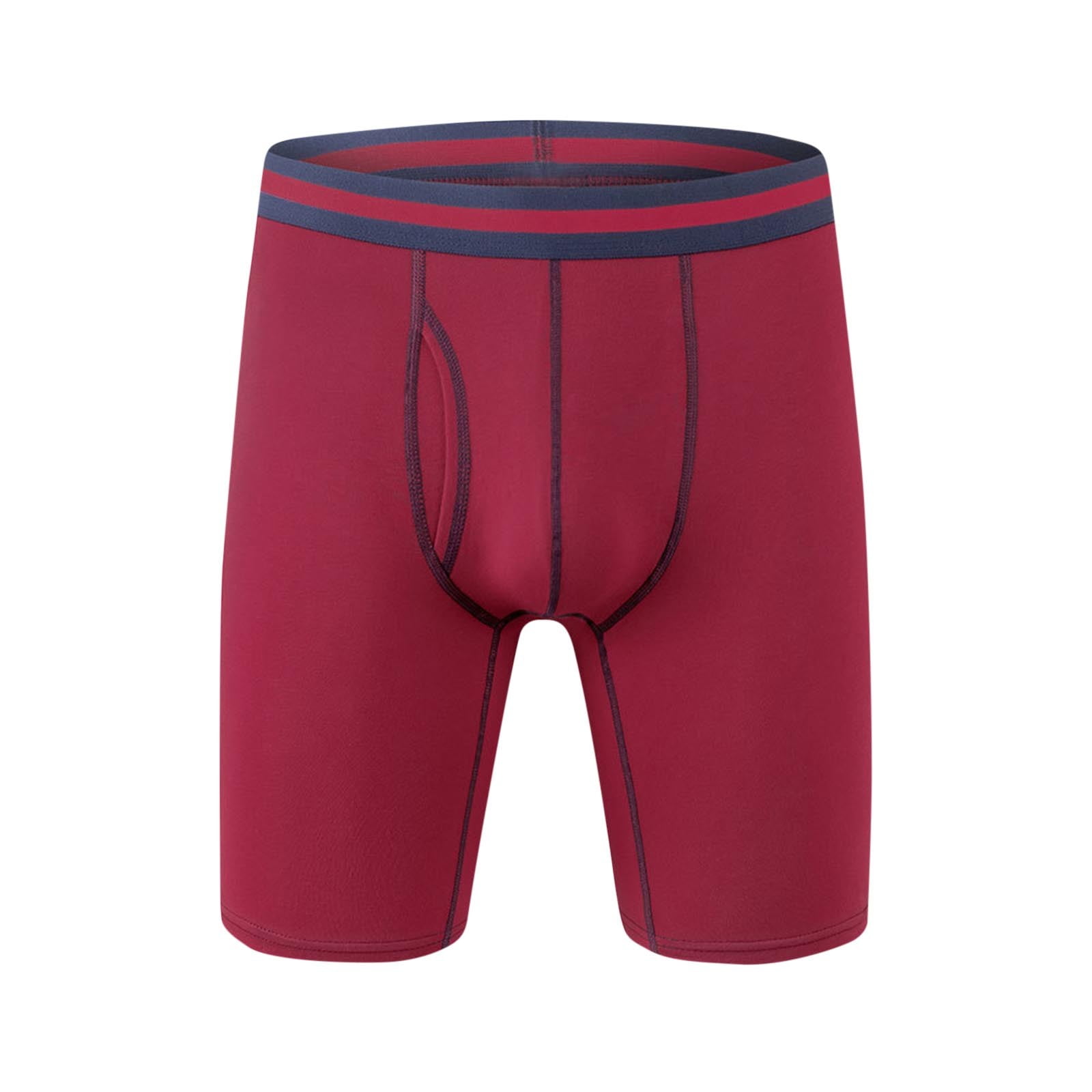 NoxwB Men's Pure Cotton Splicing Long Leg Boxer Briefs Close Fitting ...