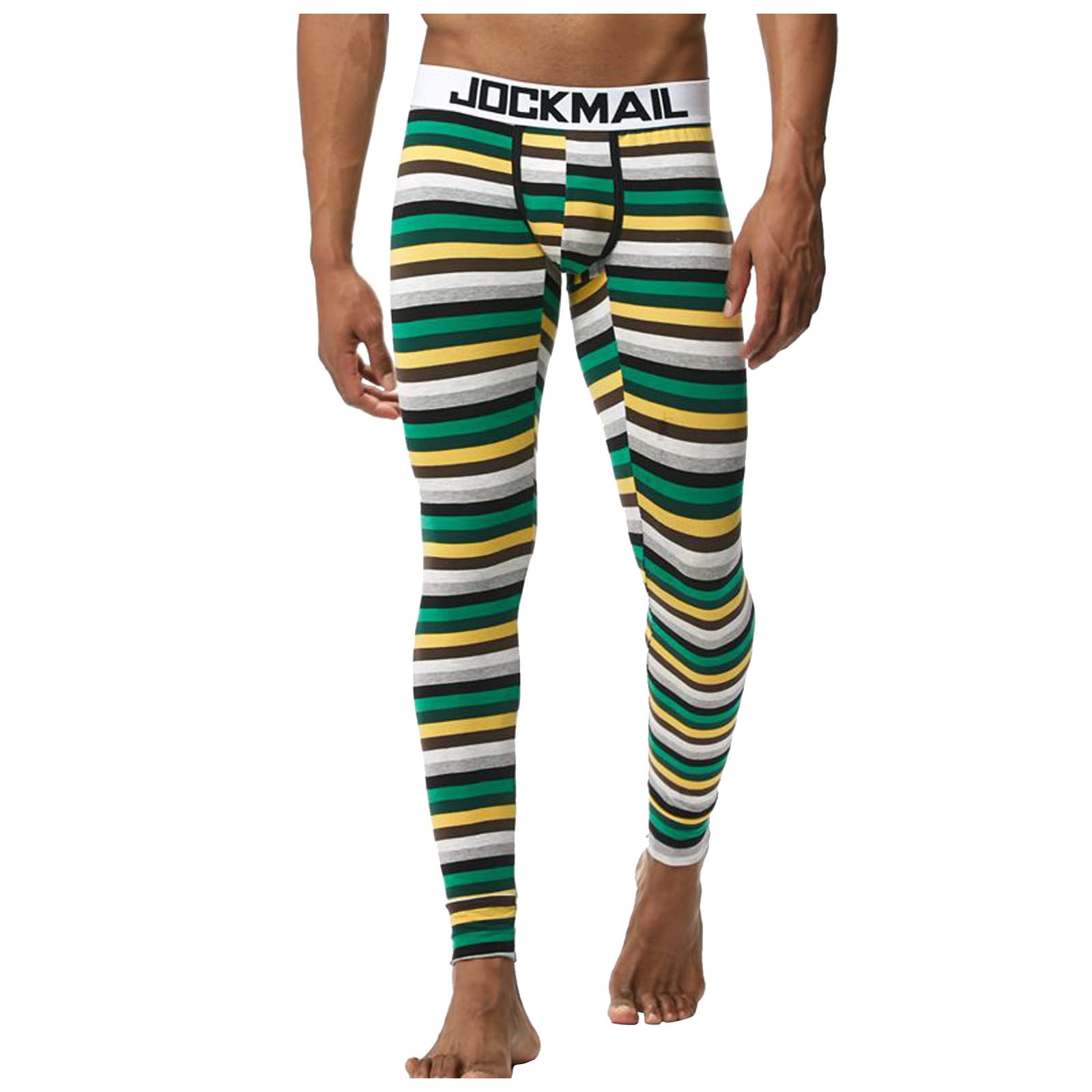 NoxwB Men's Sexy Thin Color Block Striped Printed U Convex Pouch Long ...