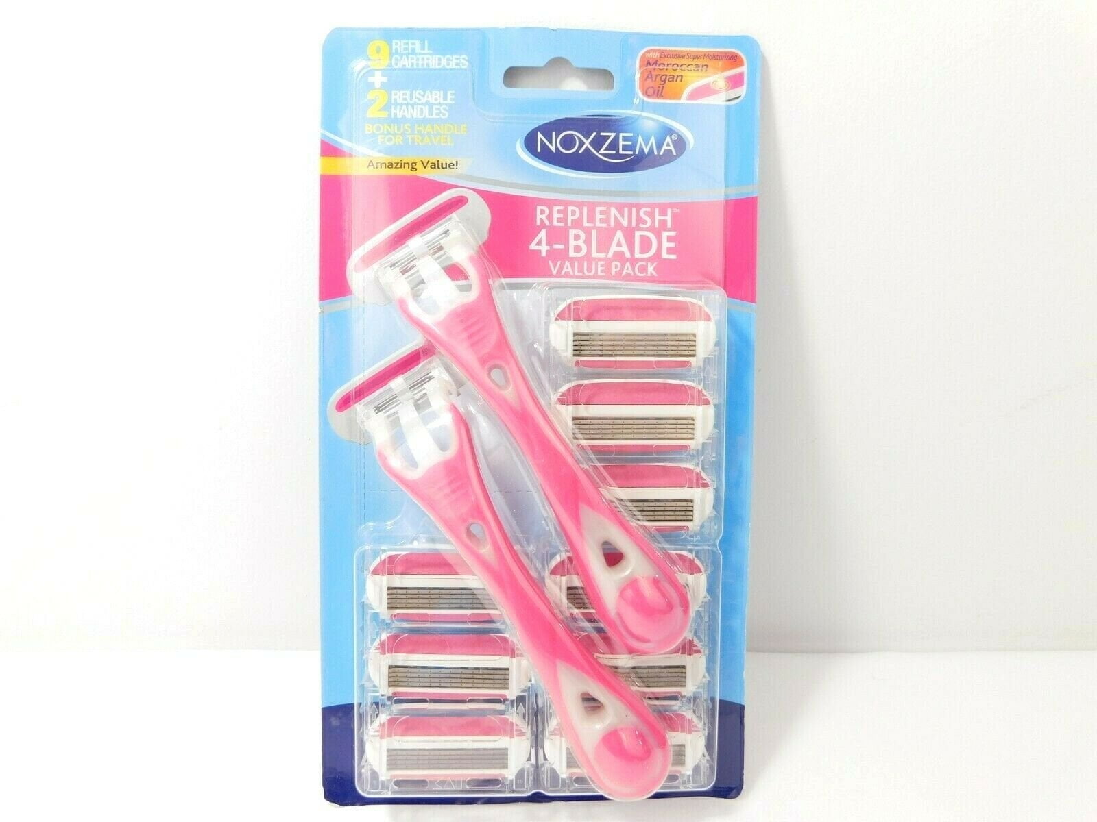 Noxzema Replenish 4 Blade Razors, Value Pack, 2 Handles w/ 9 Cartridges ...