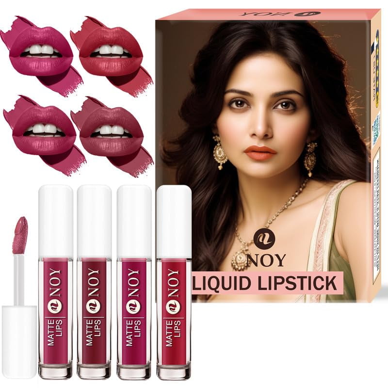 Noy Liquid Matte Lipstick Combo Luxe Matte Pigment for a Stunning Pout Mauve Nude Dark Maroon ...
