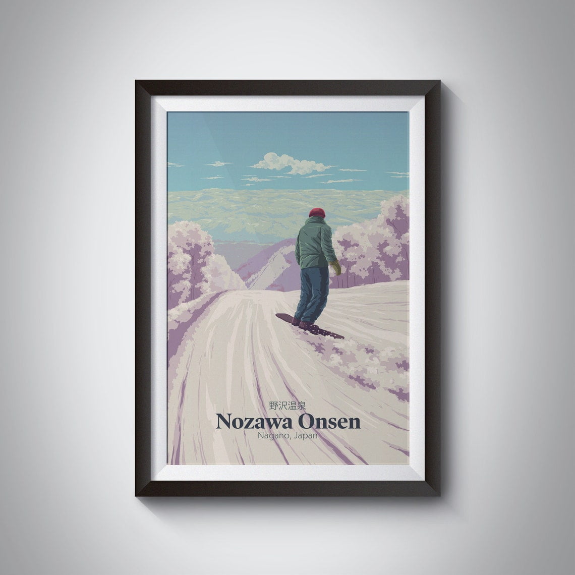 Nozawa Onsen Snowboarding Poster, Japan Travel Poster, Ski Resort Print ...