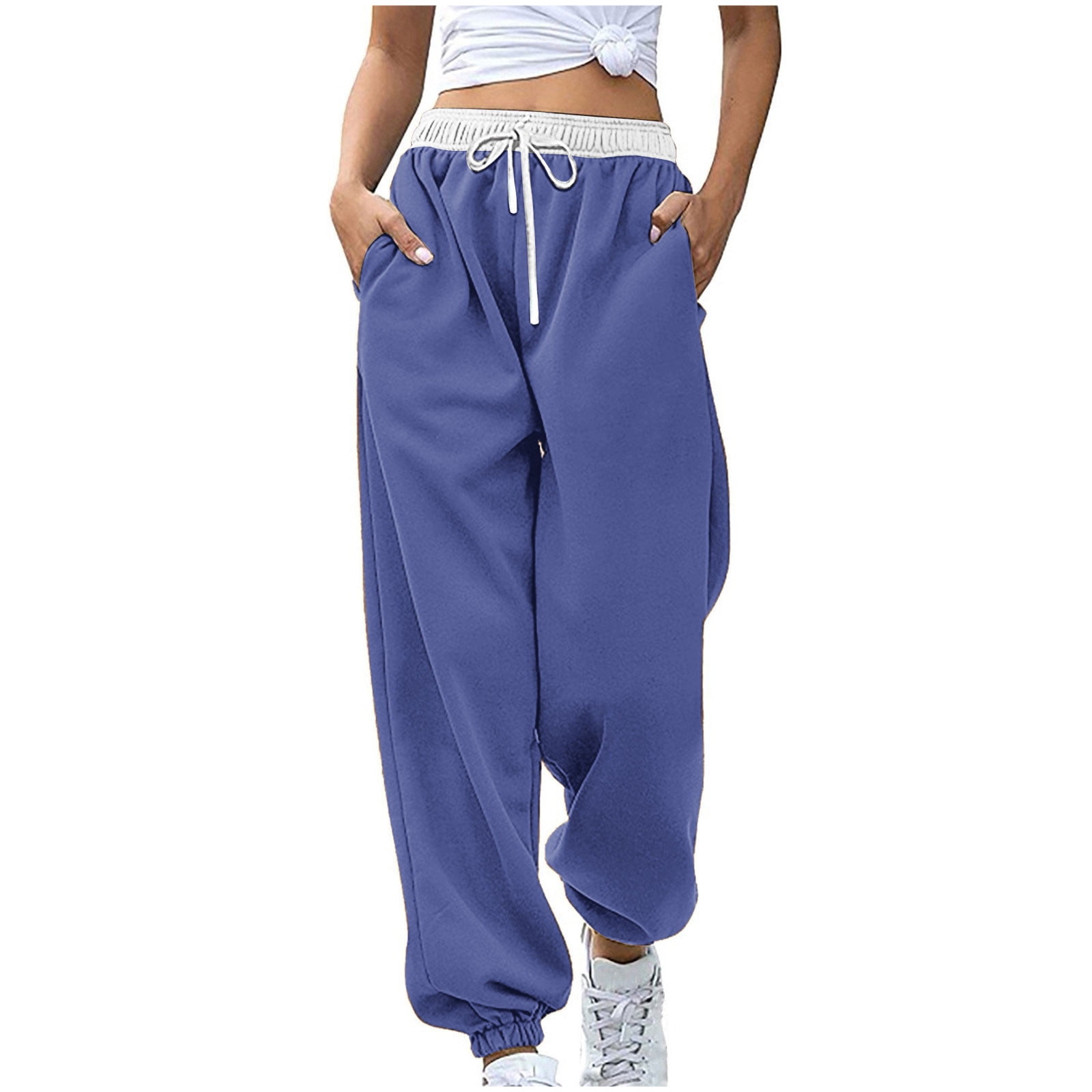 Npasoilc Baggy Sweatpants for Women Trendy Cinch Bottom Elastic High ...