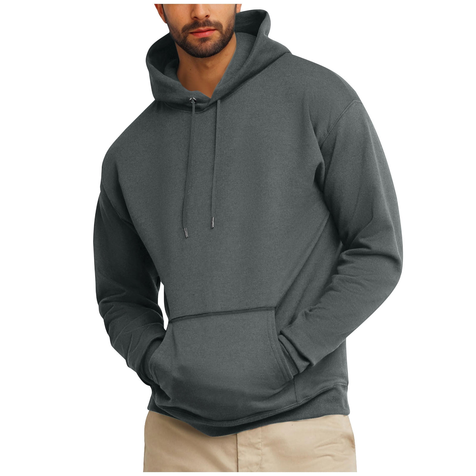 Npasoilc Fleece Sweatshirts for Men Warm Winter Long Sleve Round Neck ...