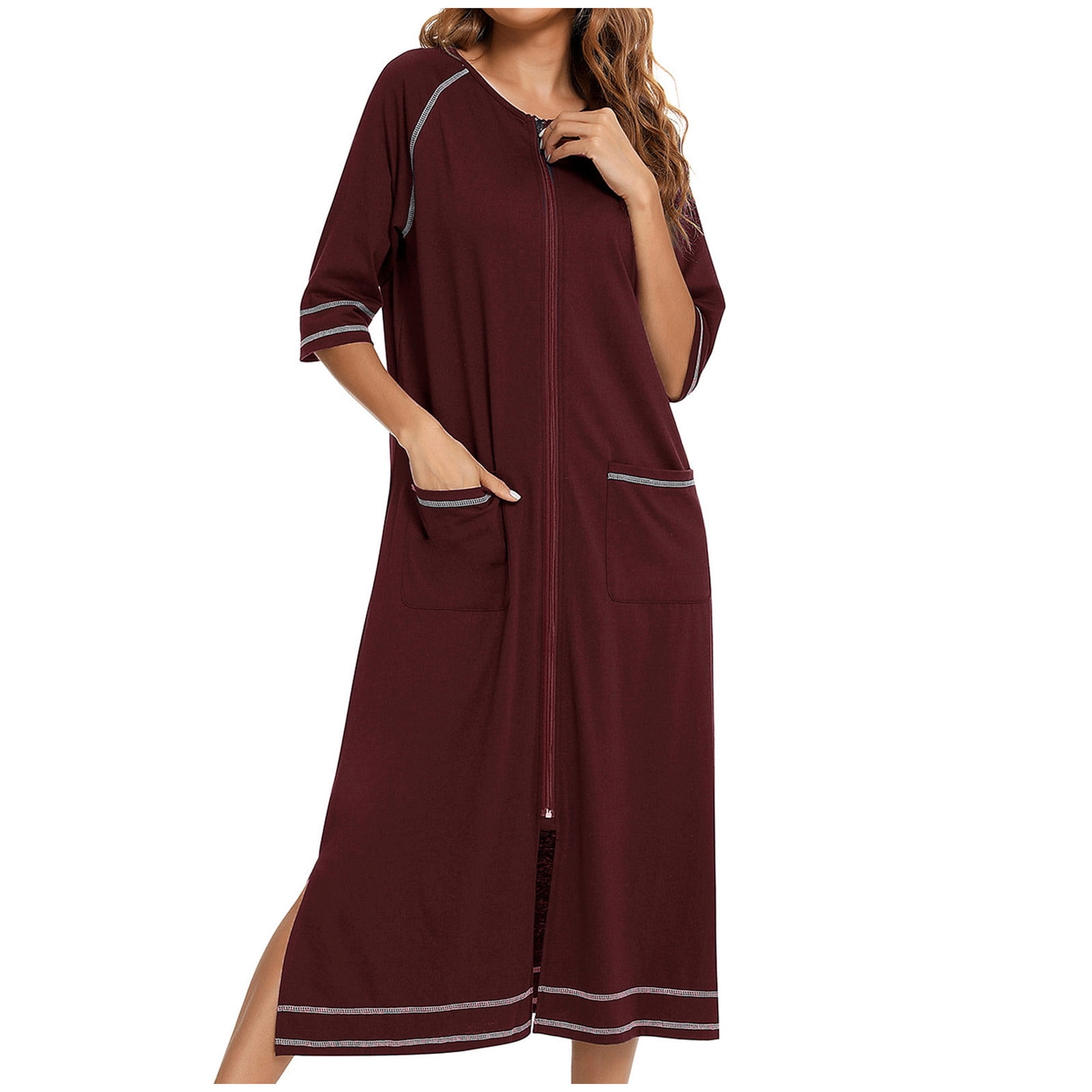 Npasoilc Long Nightgowns For Women Short Sleeve Round Neck Nightshirt ...