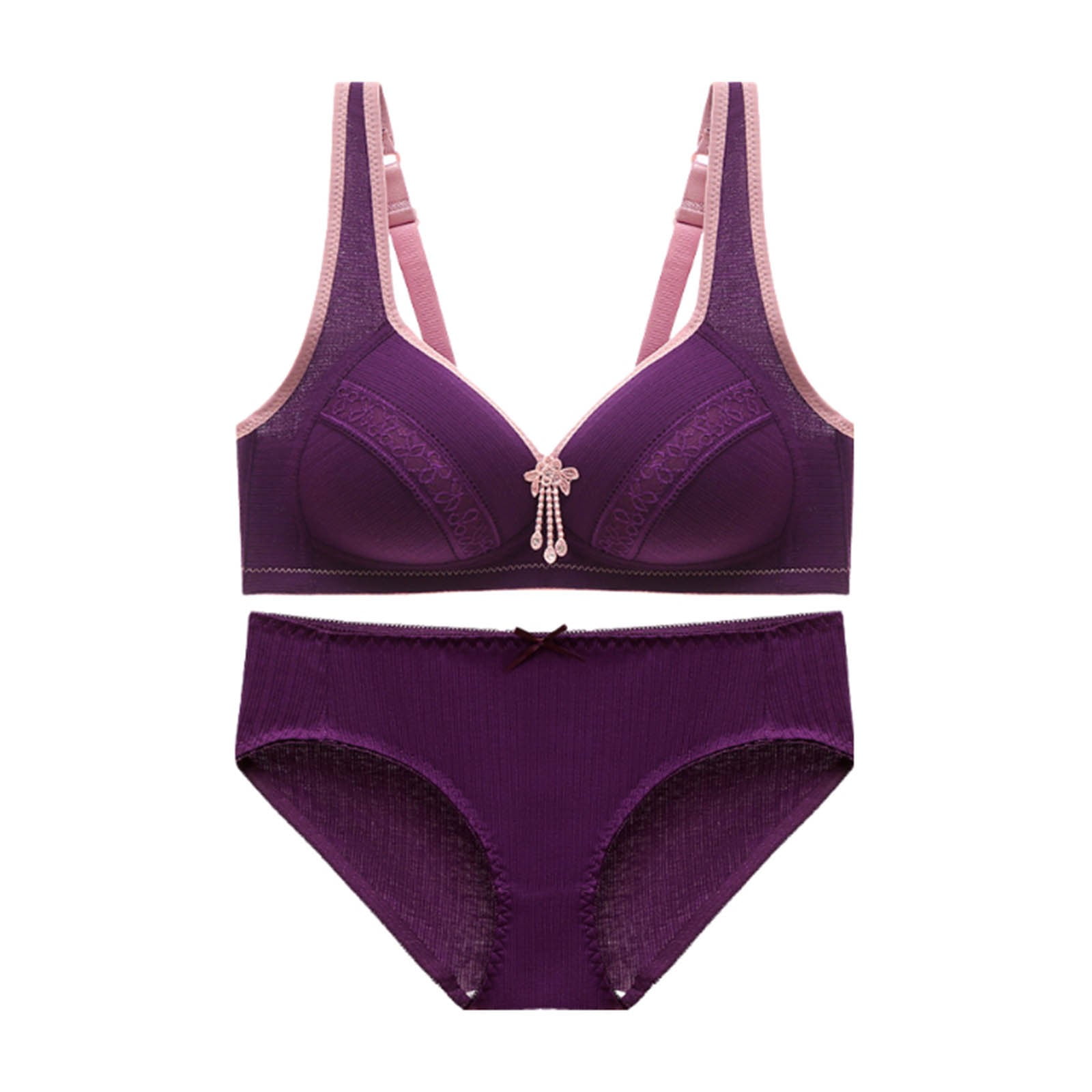 Npasoilc Plus Size Bras and Panty Sets for Women Full Coverage Bras ...