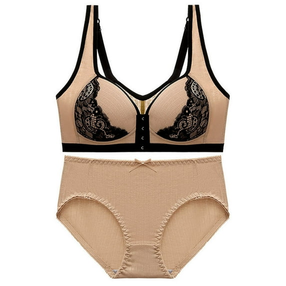 Npasoilc Plus Size Bras and Panty Sets for Women Full Coverage Bras ...