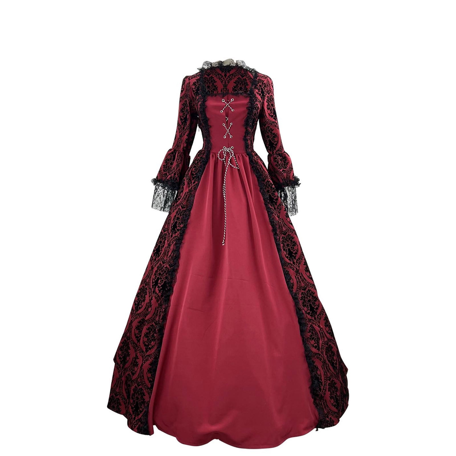 Npasoilc Vintage Dress For Women Gothic Dress Lace Patch Medieval ...
