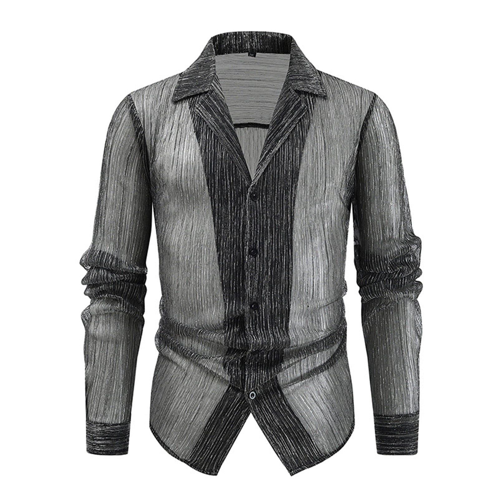 Npasoilc Sheer Mesh Shirt For Men See Through Button Front Long Sleeve ...