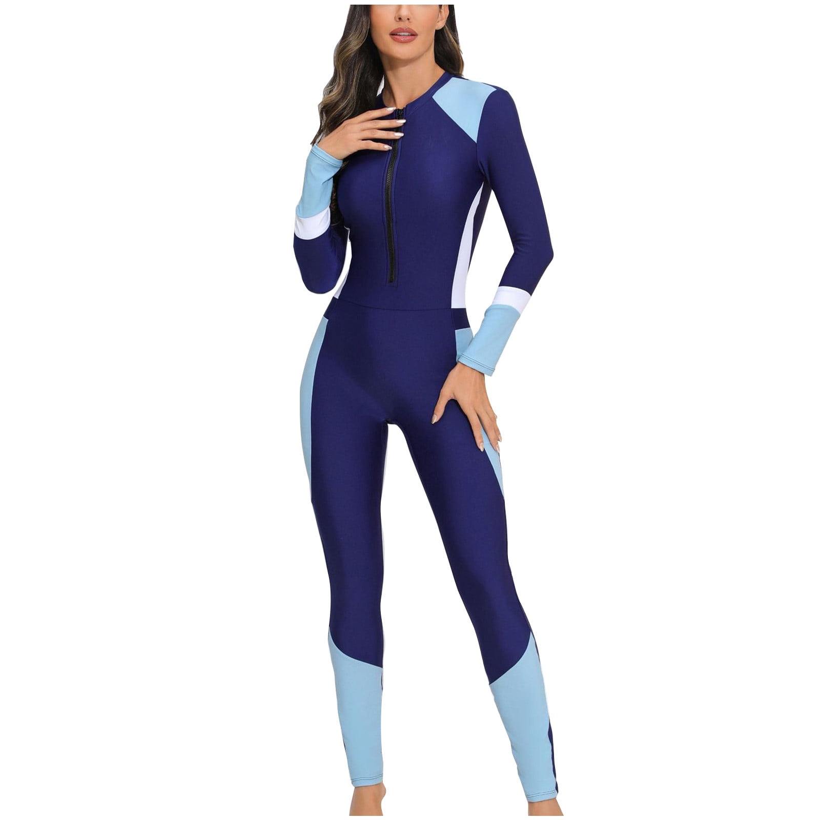 Npasoilc Swimsuits for Women One-Piece Long Sleeve Front Zipper Full ...
