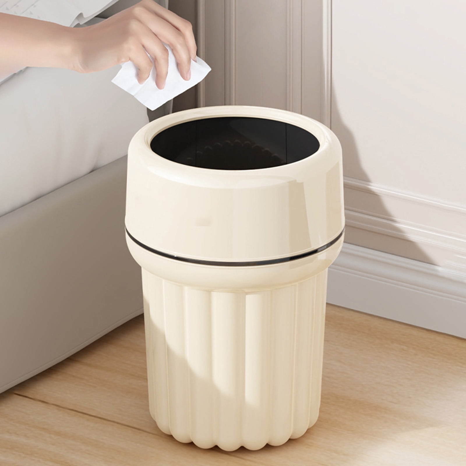 Nrmrqz 12L Round Plastic Trash Can with Inner Bucket | Double Layer ...