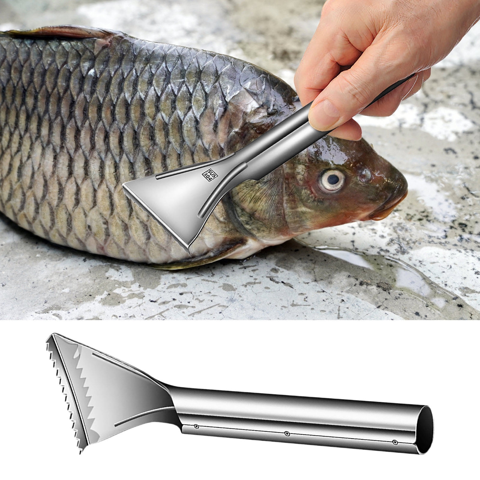 Nrmrqz 304 Stainless Steel Fish Scalers - Kitchen Sawtooth Fish Scales ...