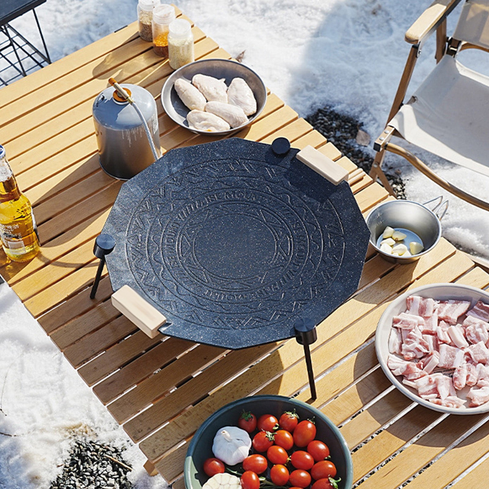 Nrmrqz 41cm Hexagonal Stone-Coated Grill Pan - Thickened Non-Stick BBQ ...
