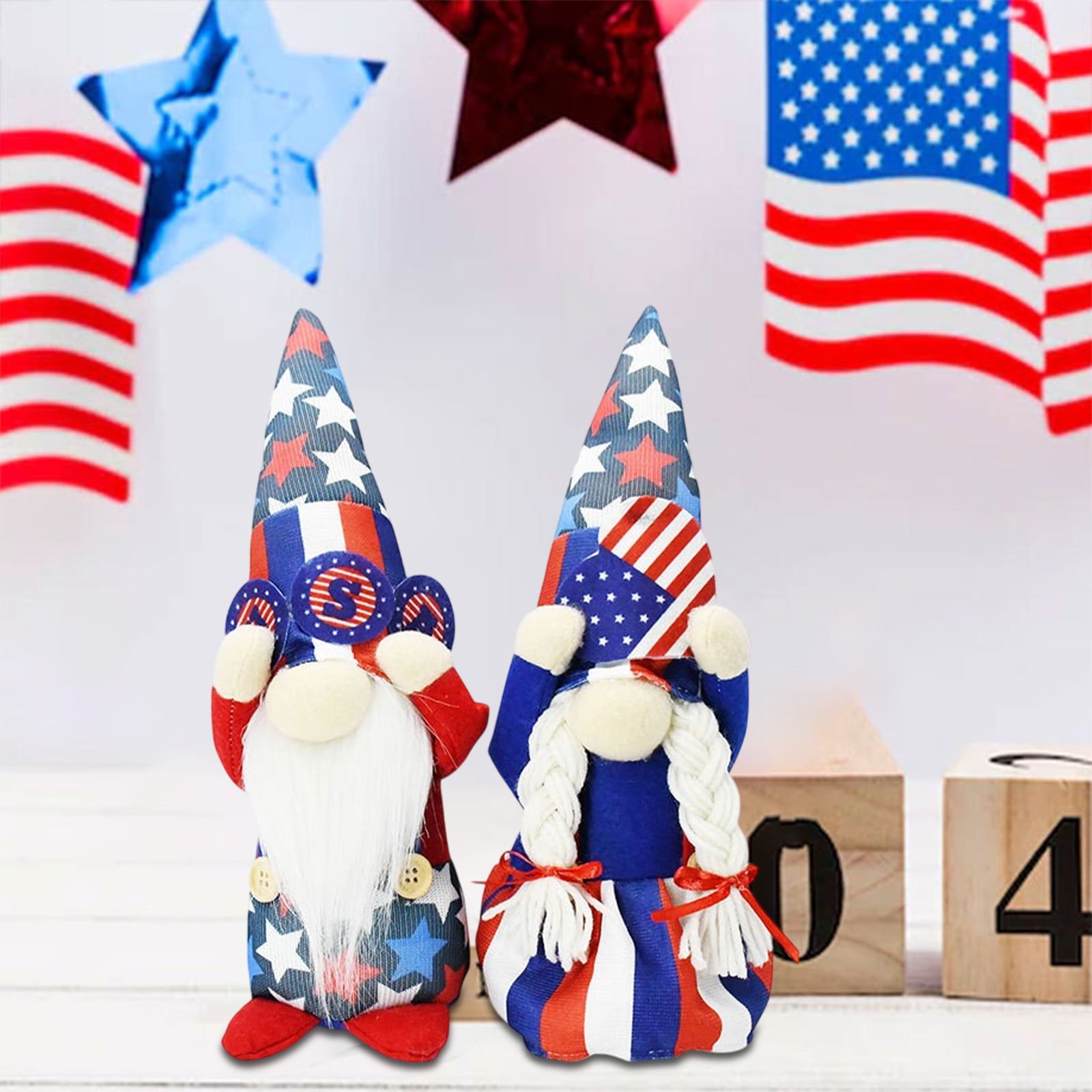 Nrmrqz 4th of July Patriotics Faceless Doll - 2Pcs Red White & Blue ...