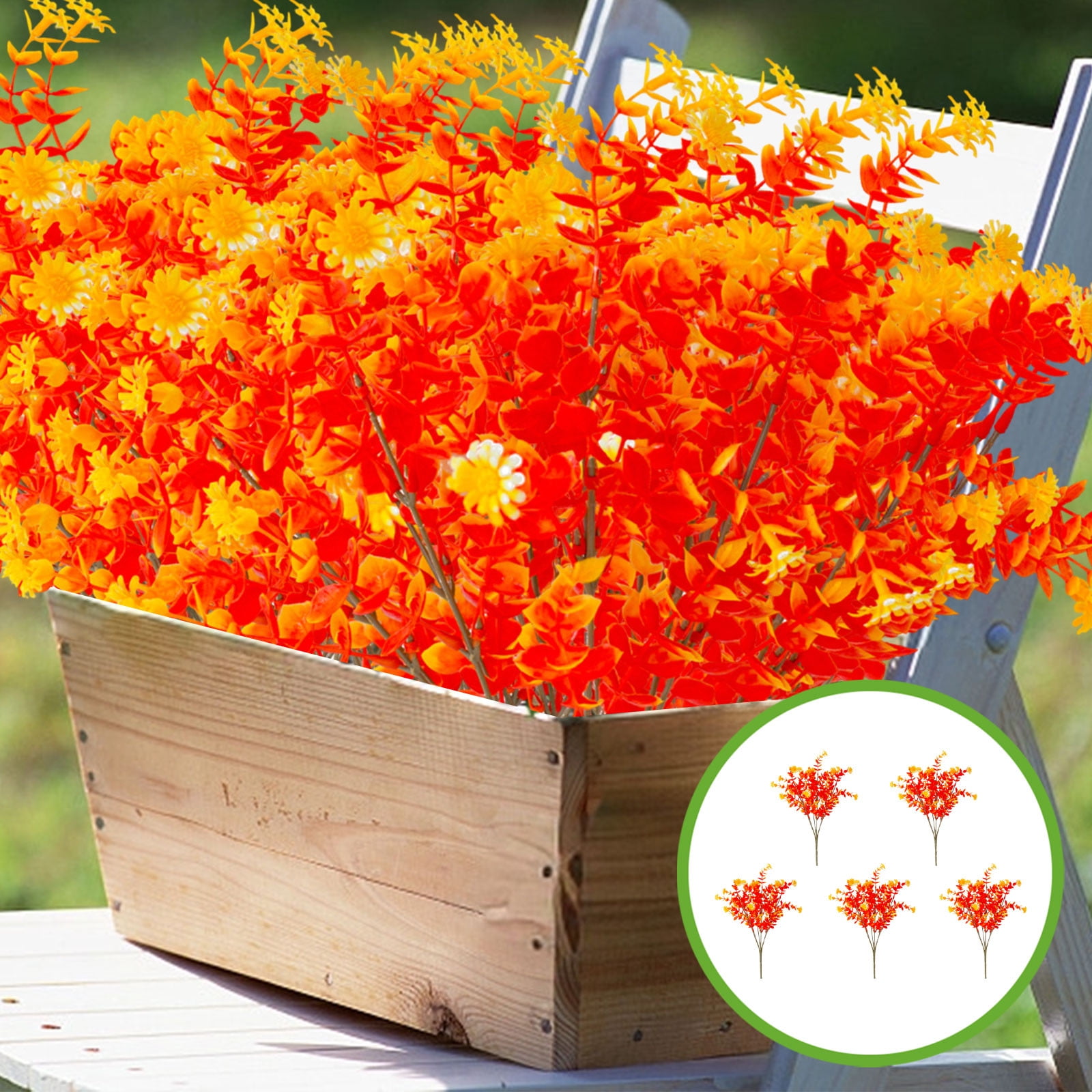 Nrmrqz 5 Pack Artificial Trees Stems | 15.75" Fake Orange Camellia ...
