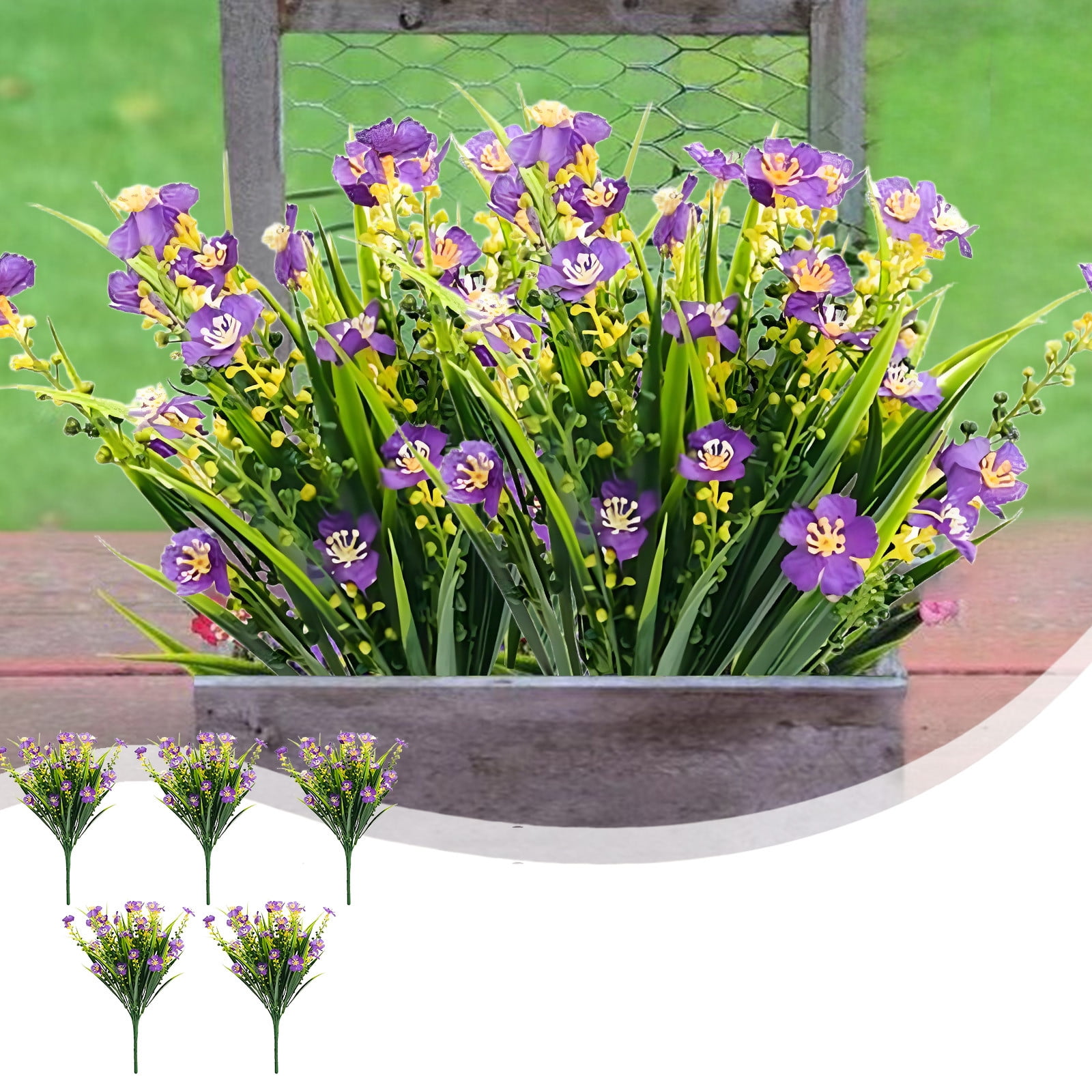 Nrmrqz 5 Pack Multicolor Artificial Hanging Plants | 30cm UV-Resistant ...