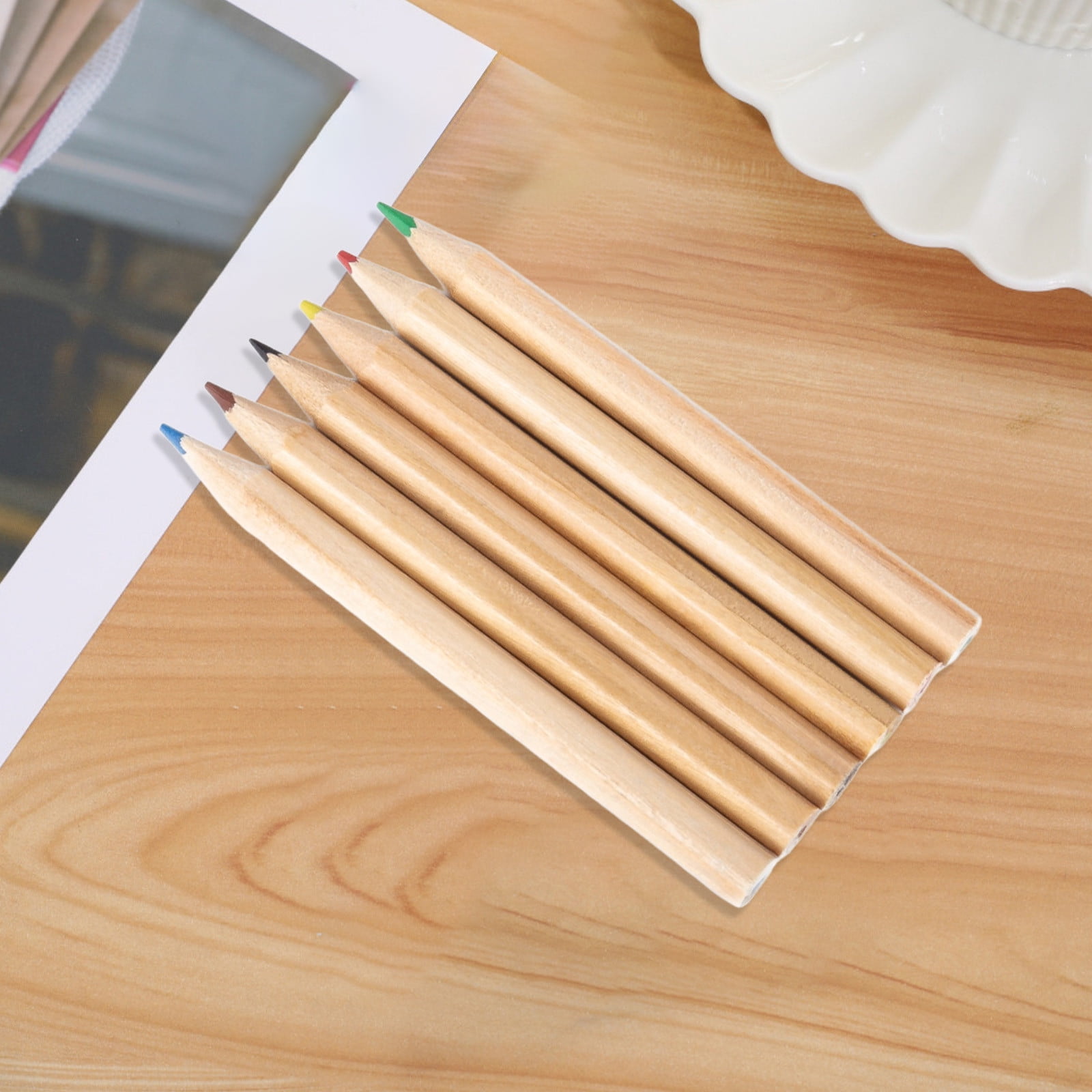 Nrmrqz 6-Color Wooden Short Pencils Set | Hexagonal Drawing Pencils for ...