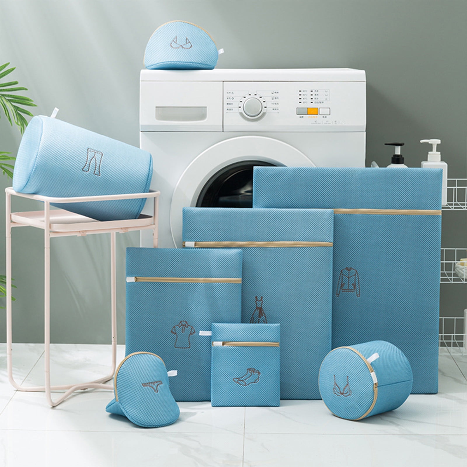 Nrmrqz 8-Piece Mesh Laundry Bag Set | Delicate Wash Bags for Machine ...