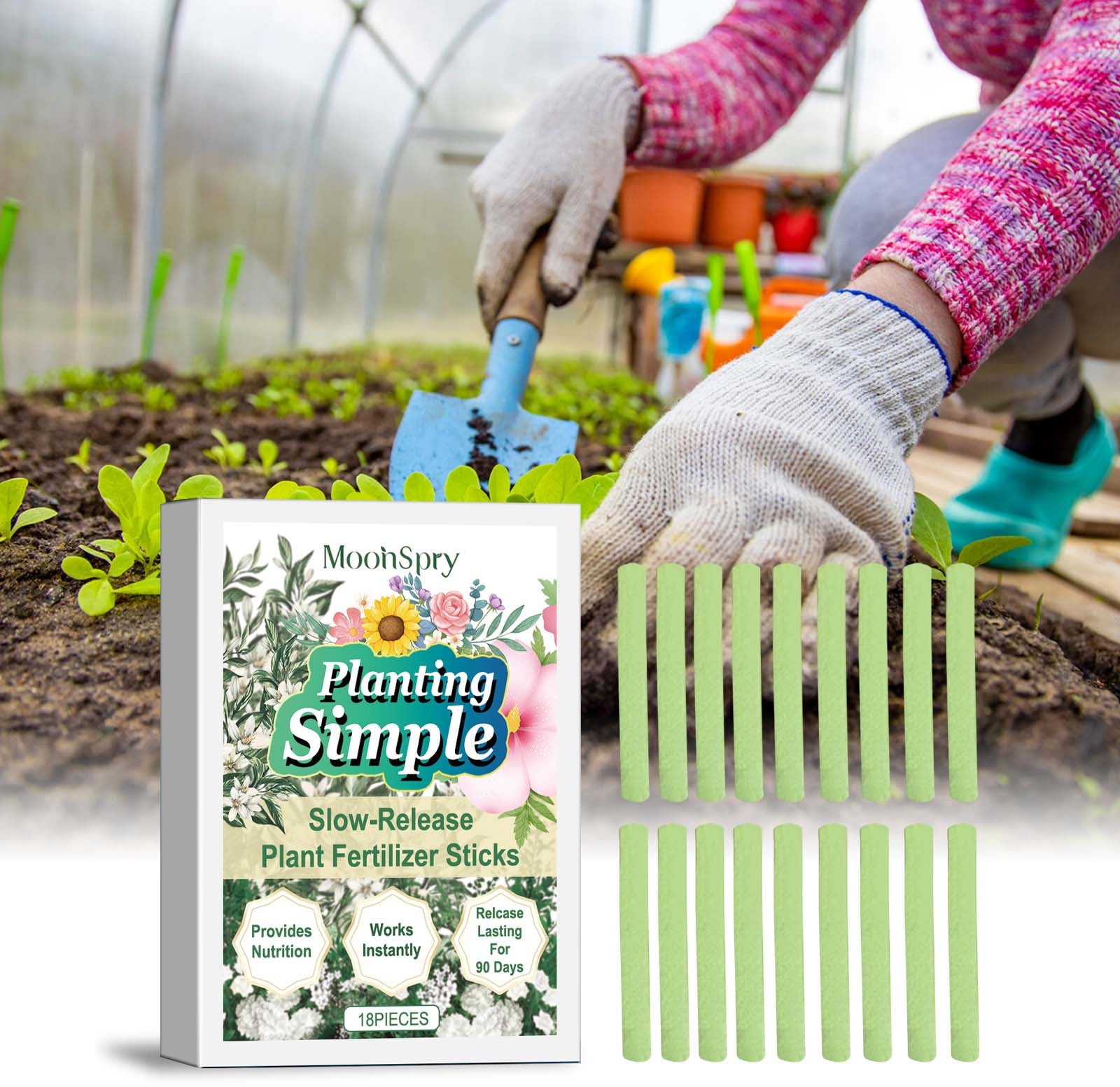 Nrmrqz 90-Day Slow-Release Plant Fertilizer Sticks | 18-Pack Flower ...
