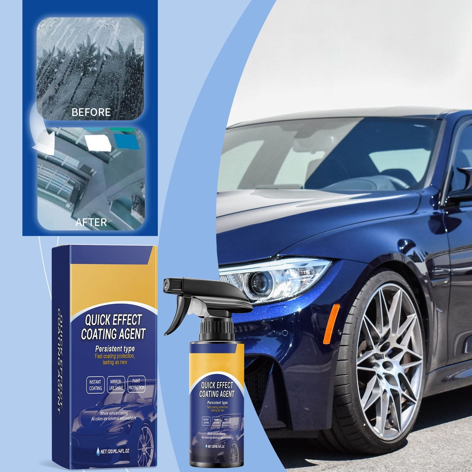 Nrmrqz Automotive Crystal Coating Spray - 120ml Hydrophobic Car Paint ...