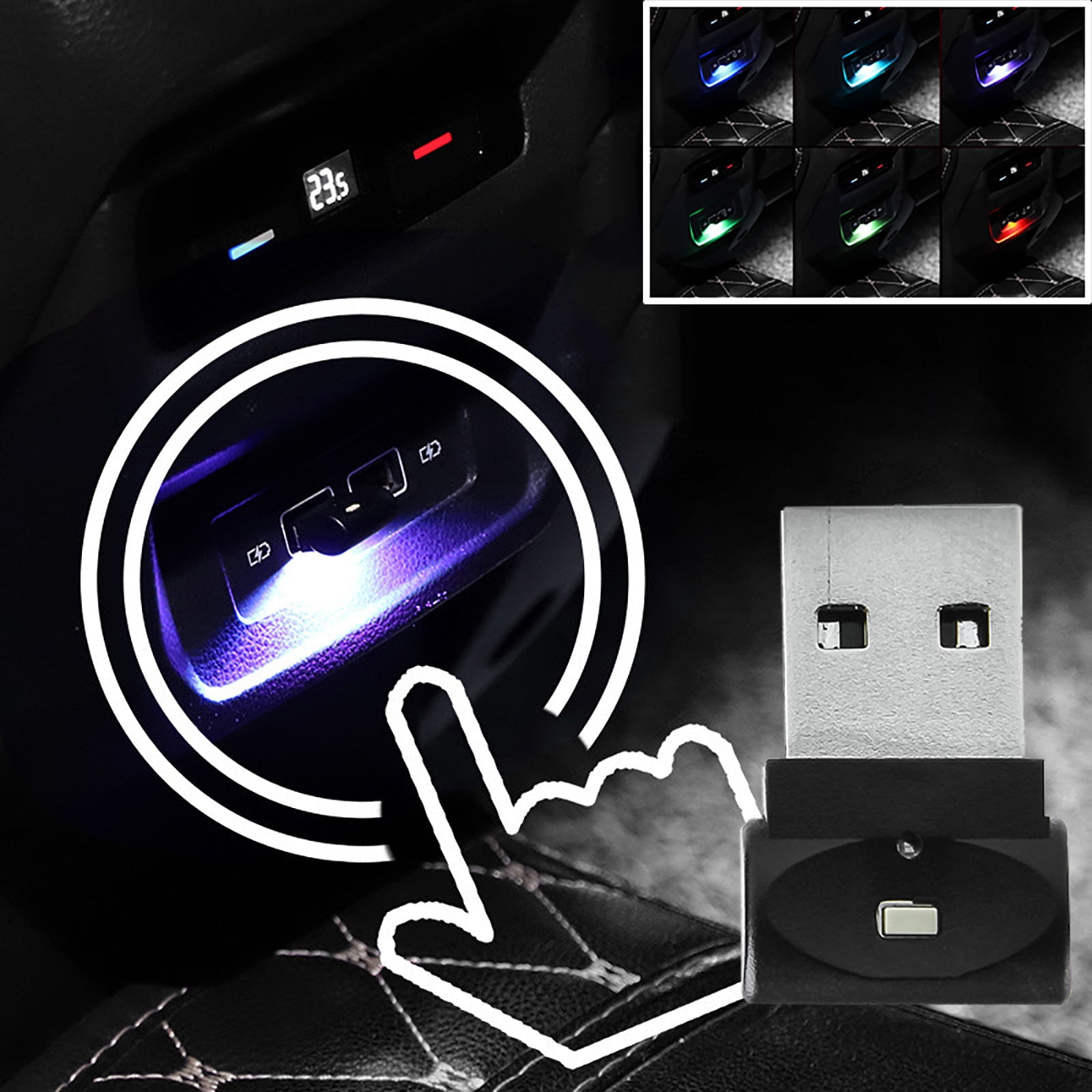 Nrmrqz Car USB Ambient Light LED, 6 Colors, ABS Material, DC5V, Multi ...