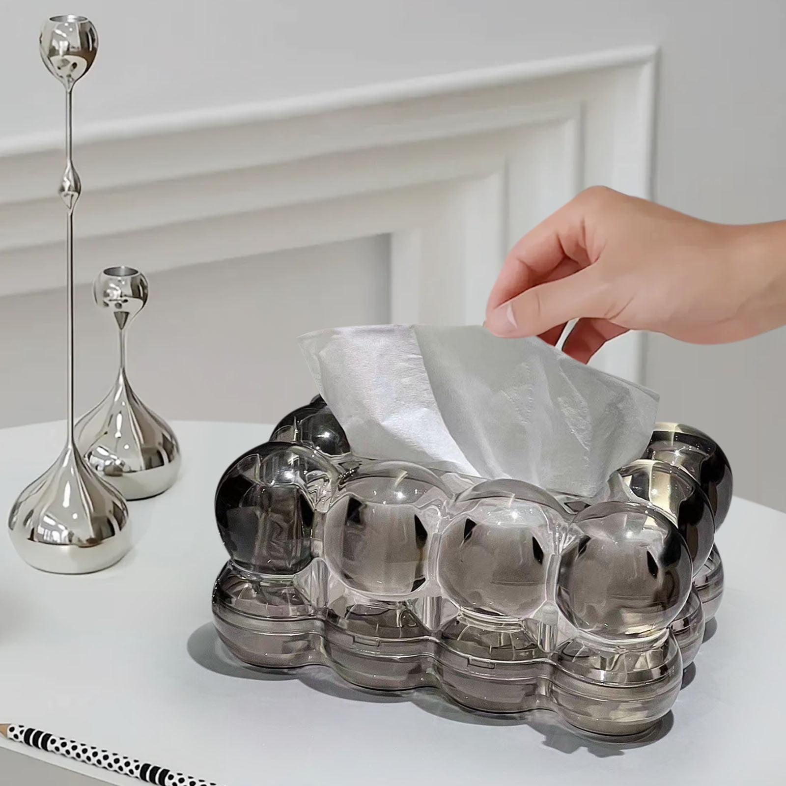 Nrmrqz Ceramic Tissue Box Cover with Stylish Design for Bathroom Vanity ...